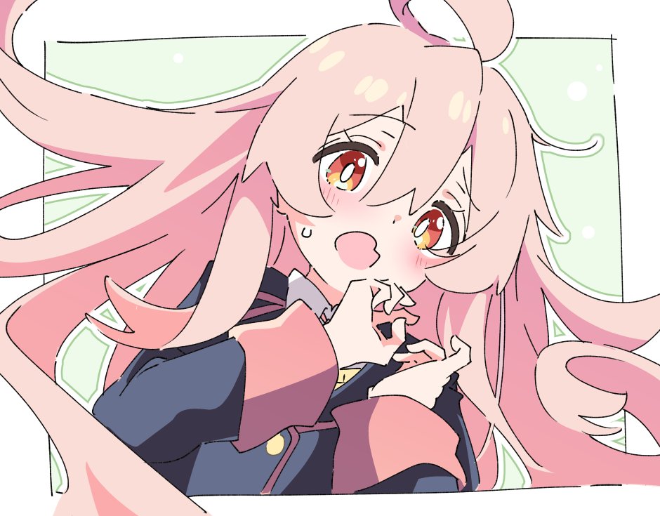 Safebooru - 1girl ahoge black jacket blush brown eyes brown hair collared shirt hair between ...