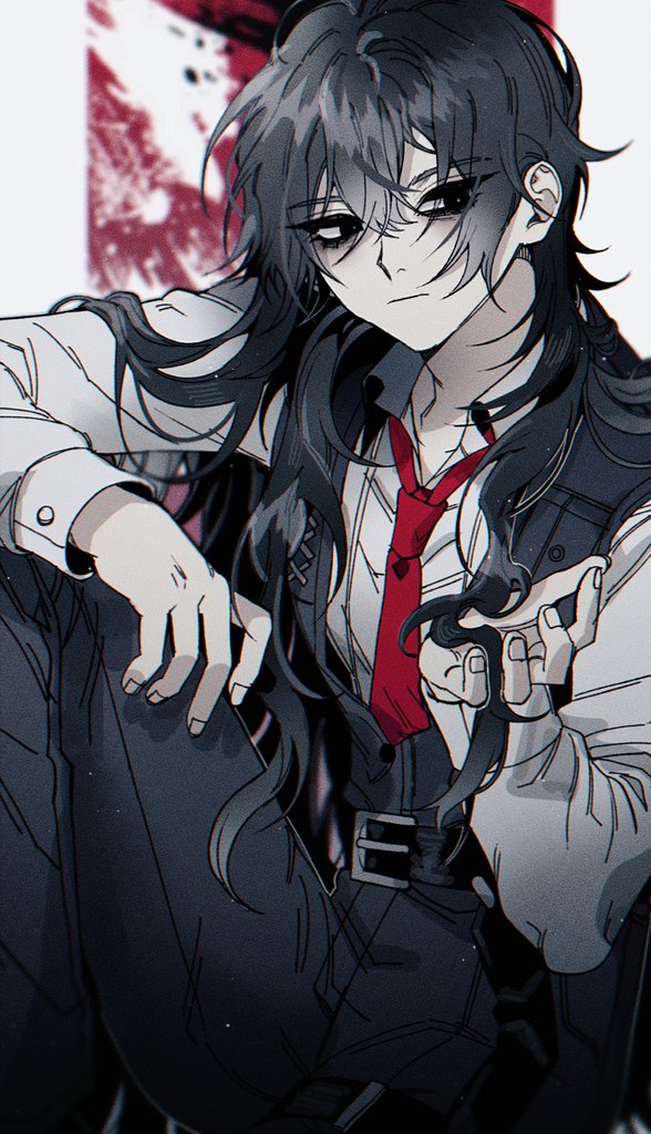 Safebooru - 1boy 3cnfw alternate hair length alternate hairstyle belt black belt black eyes ...