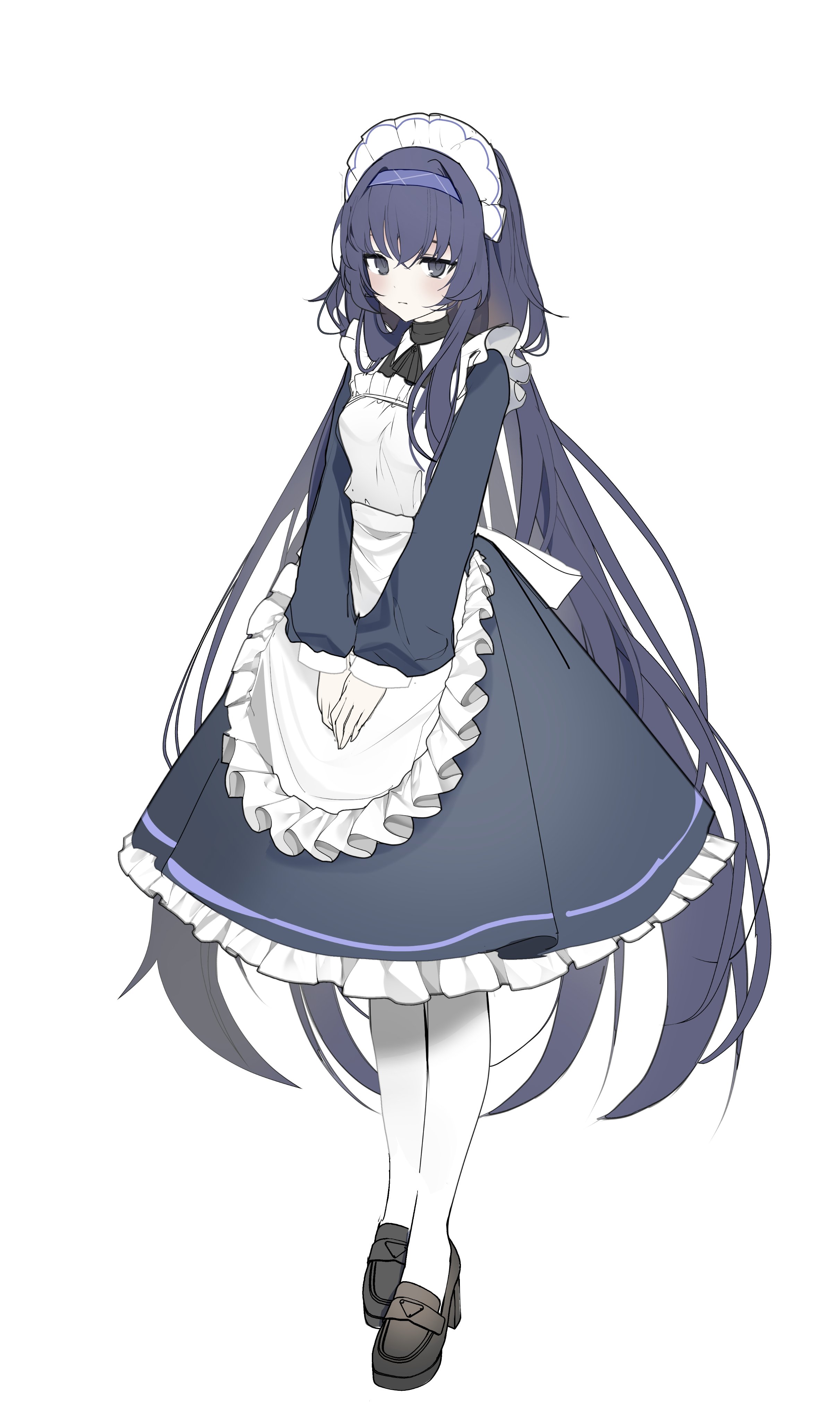 Safebooru - 1girl a (sofi3103) absurdres alternate costume alternate hairstyle apron bags under ...