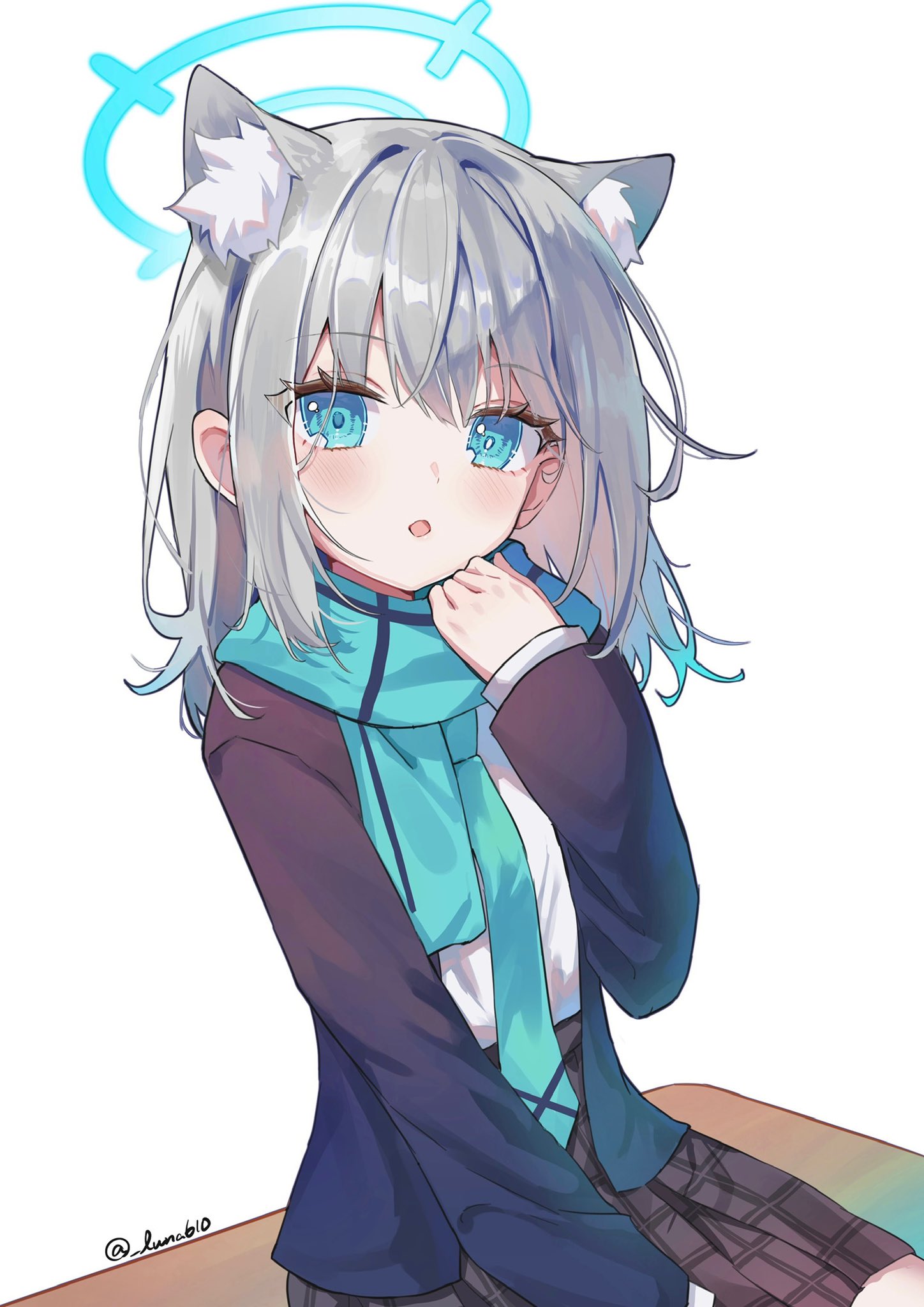 Safebooru - 1girl :o animal ear fluff animal ears blazer blue archive blue eyes blue scarf blush ...