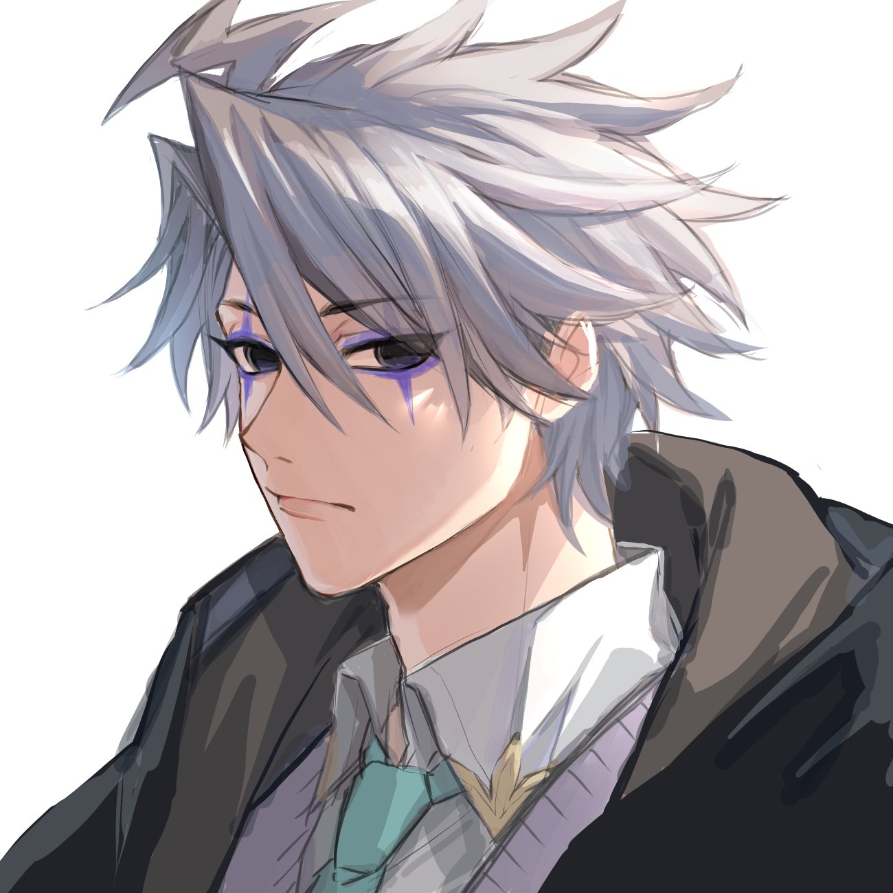 Safebooru - 1boy aqua necktie black coat black eyes charles-henri sanson (fate) closed mouth ...