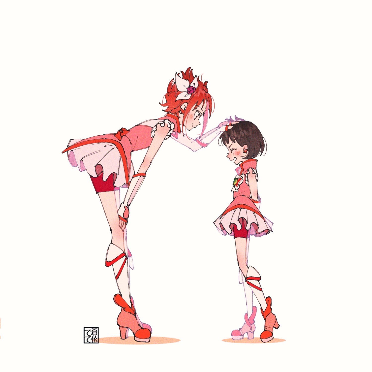 Safebooru - 2girls artist logo bike shorts bike shorts under skirt ...