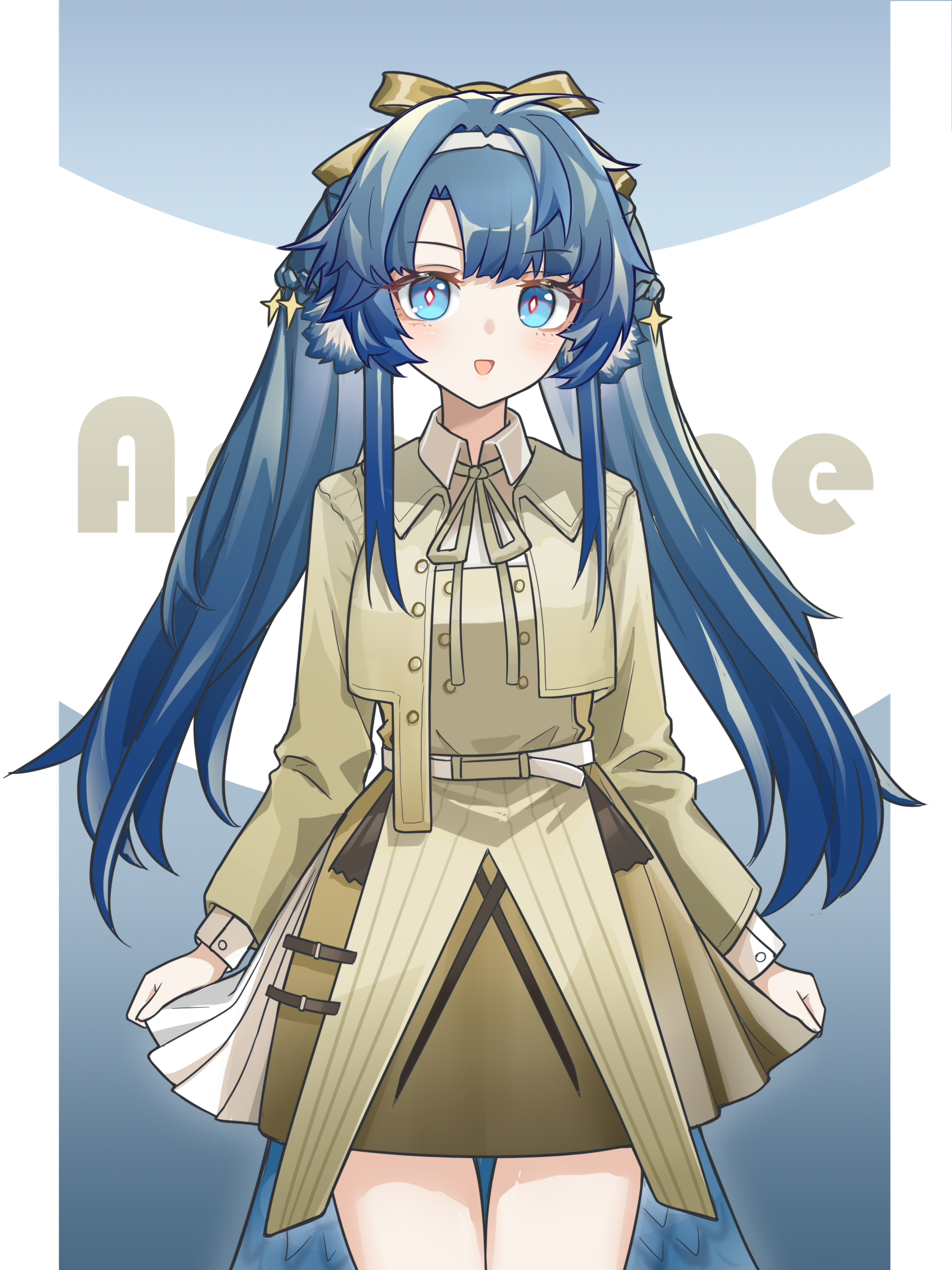 Safebooru - 1girl :d absurdres arknights astgenne (arknights) bird tail blue eyes blue hair ...