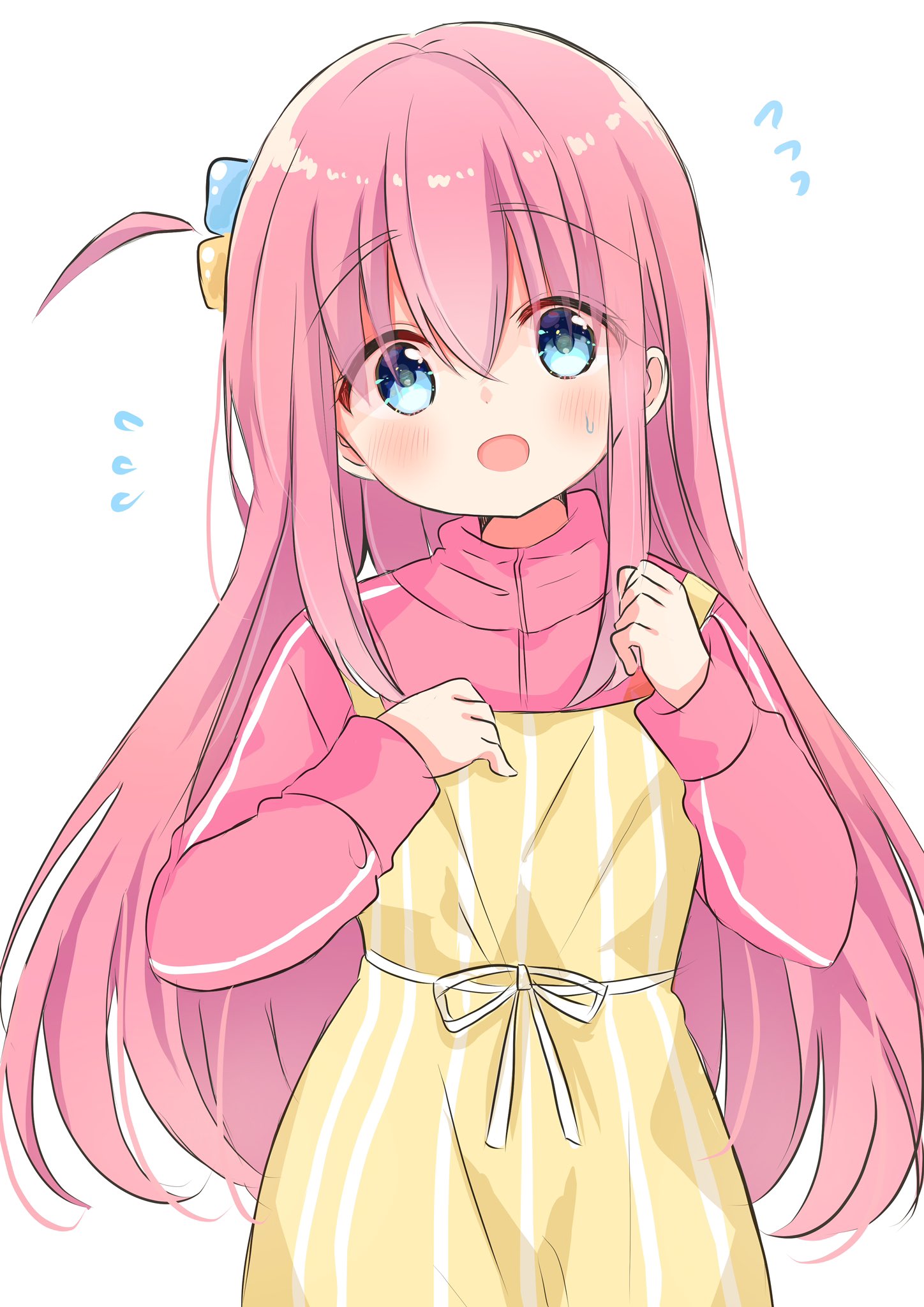 Safebooru - 1girl apron blue eyes bocchi the rock! cowboy shot cube ...