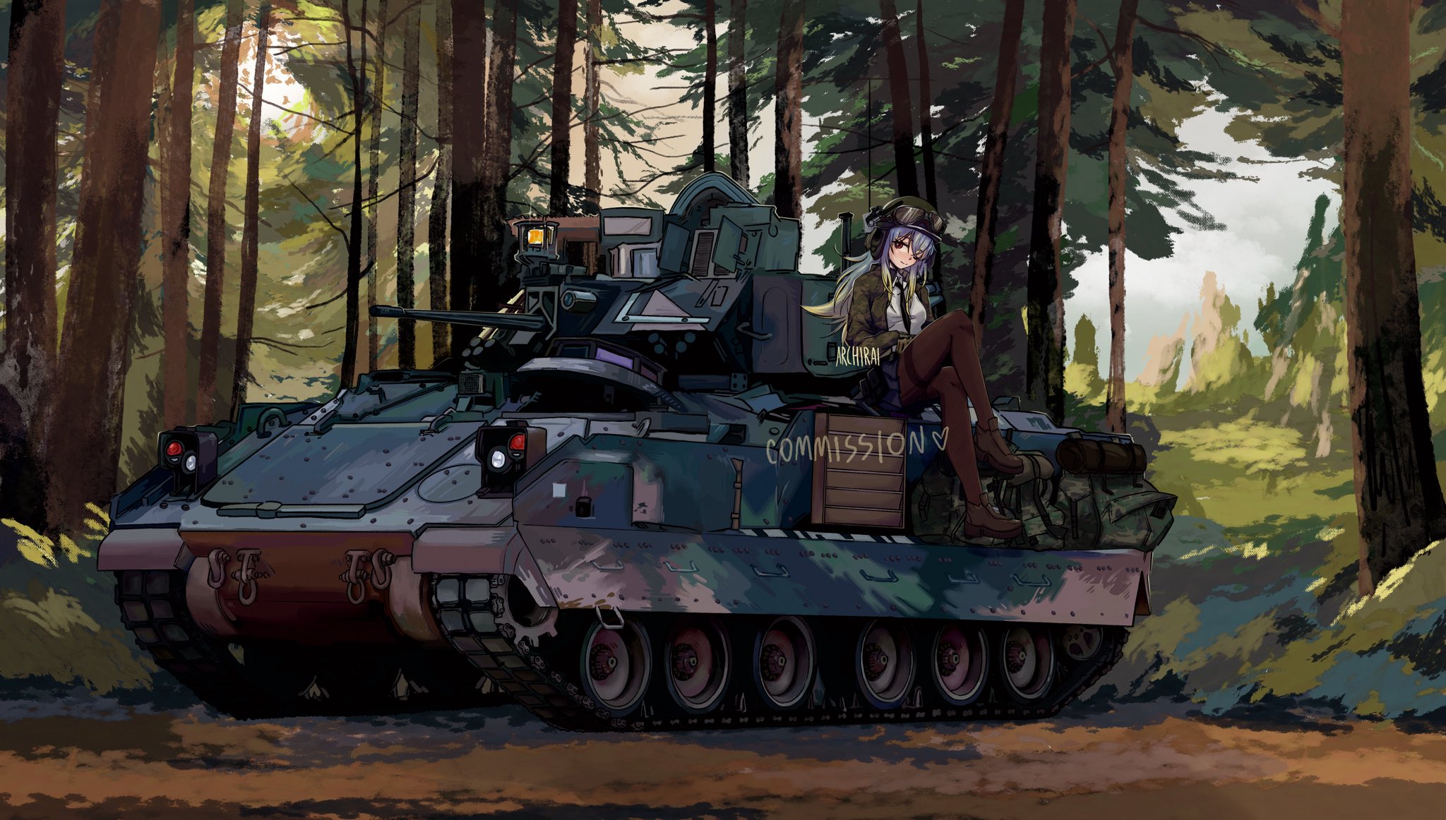 Safebooru - 1girl archirai artist name black pantyhose black skirt ...