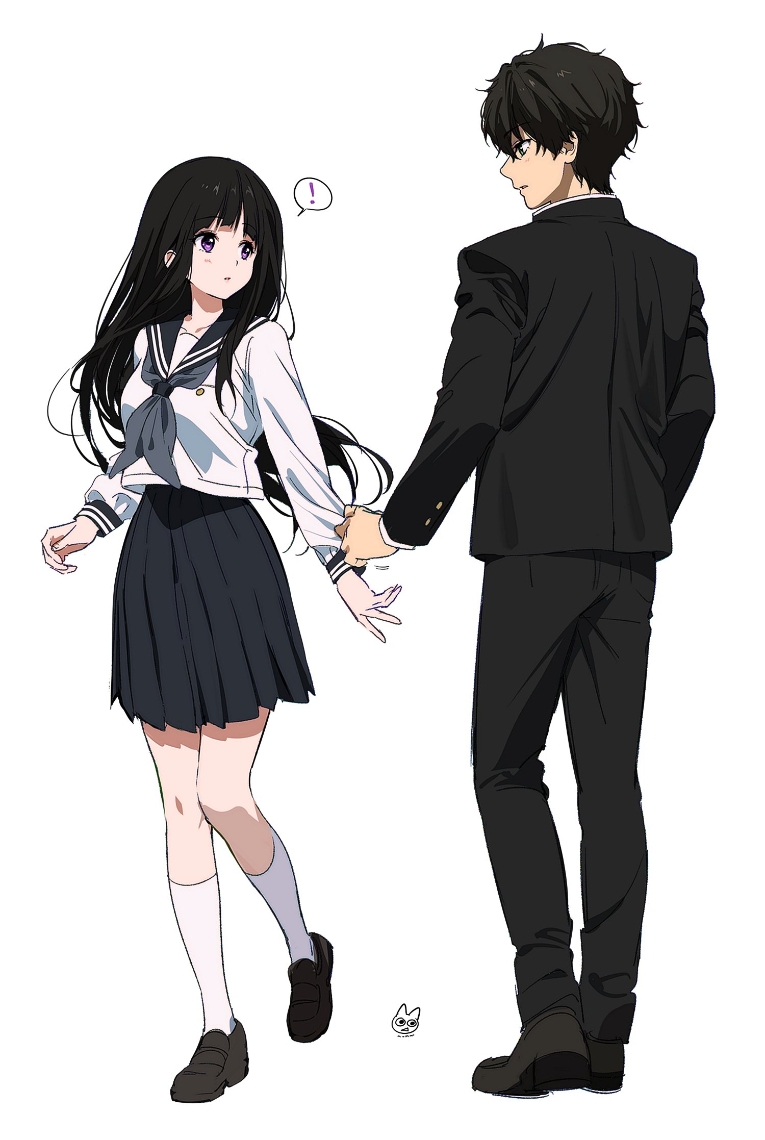 Safebooru - ! 1boy 1girl black hair blush chitanda eru collarbone ...