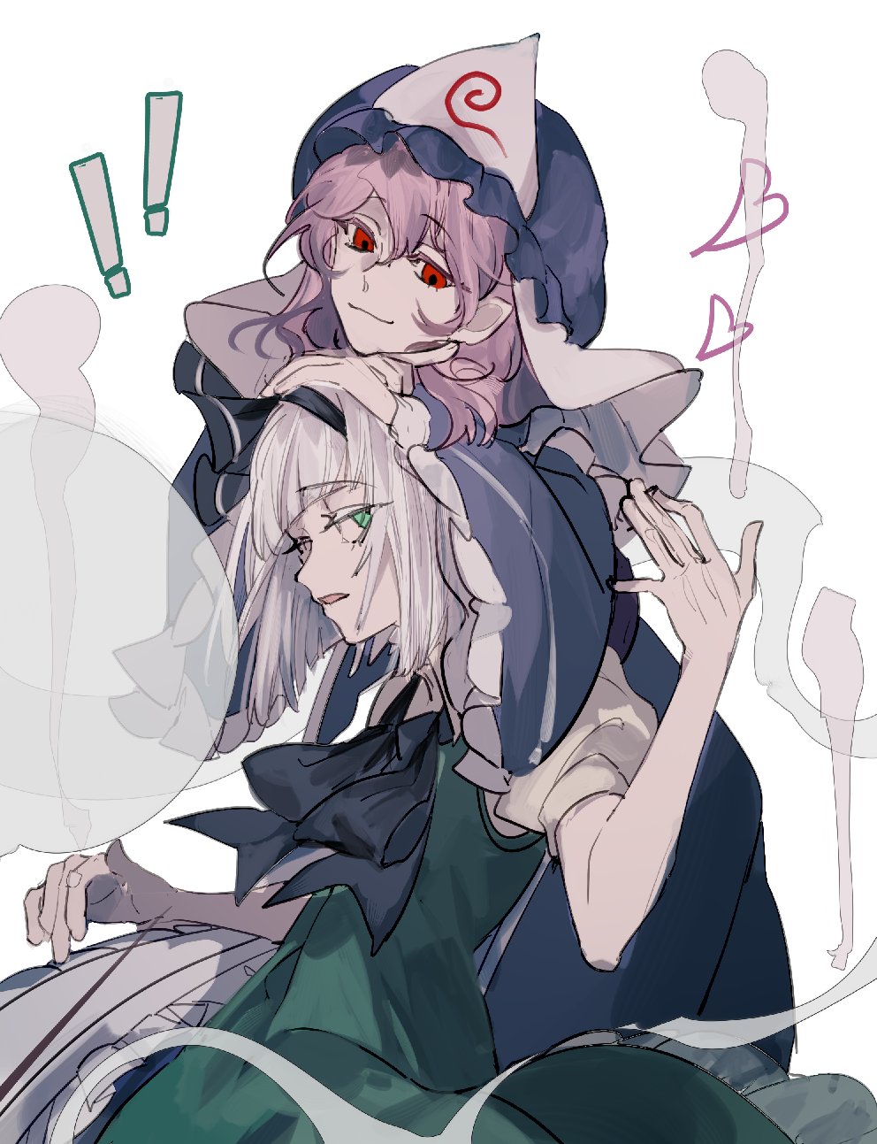 Safebooru - 2girls black hairband black ribbon blue headwear blue kimono closed mouth collared ...