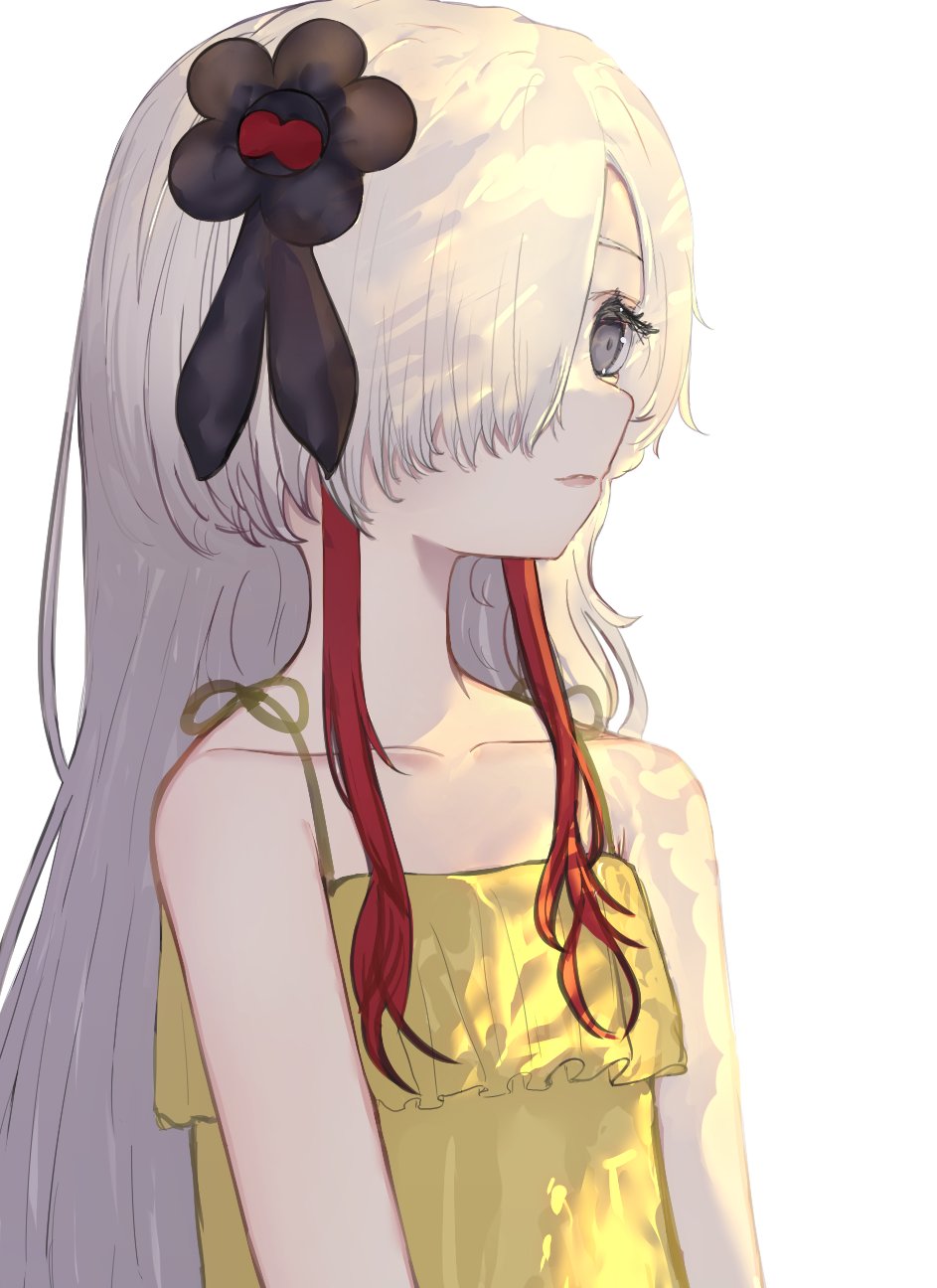 Safebooru - 1girl banka (merimeribanka) bare shoulders black flower ...