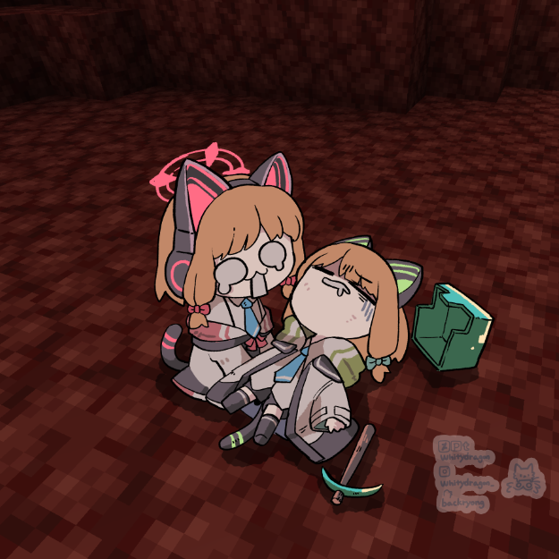 Safebooru - :3 animal ear headphones animal ears blonde hair blue archive blue necktie cat ear ...