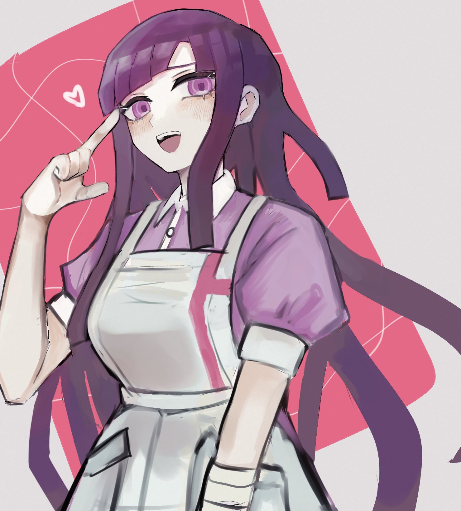 Safebooru - 1girl :d apron bandaged arm bandages collared shirt danganronpa (series) danganronpa ...