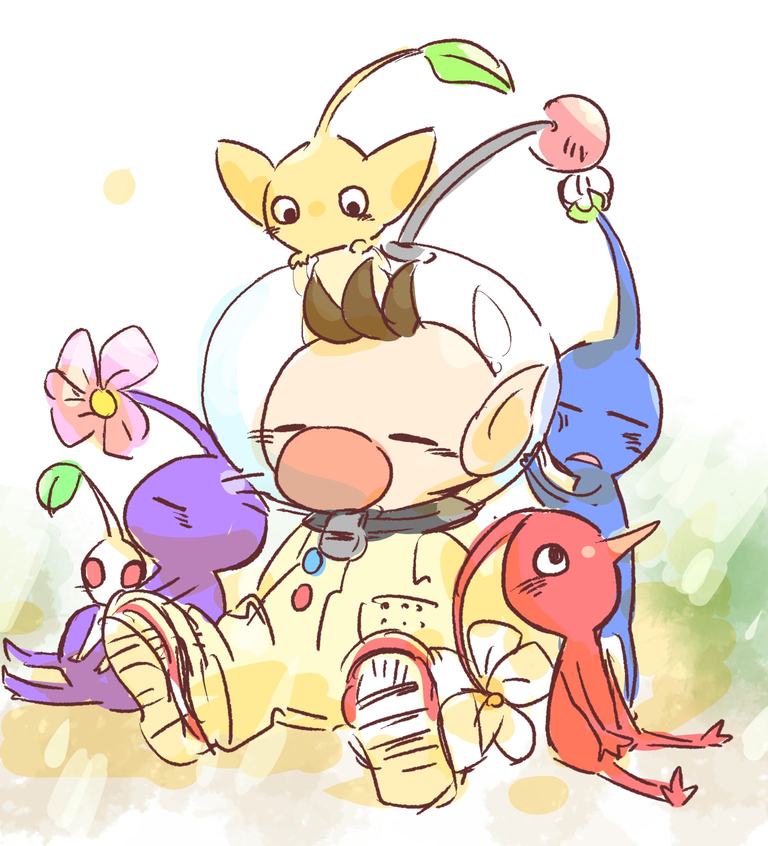 Safebooru - 1boy alien big nose black eyes blue pikmin blue skin blush ...