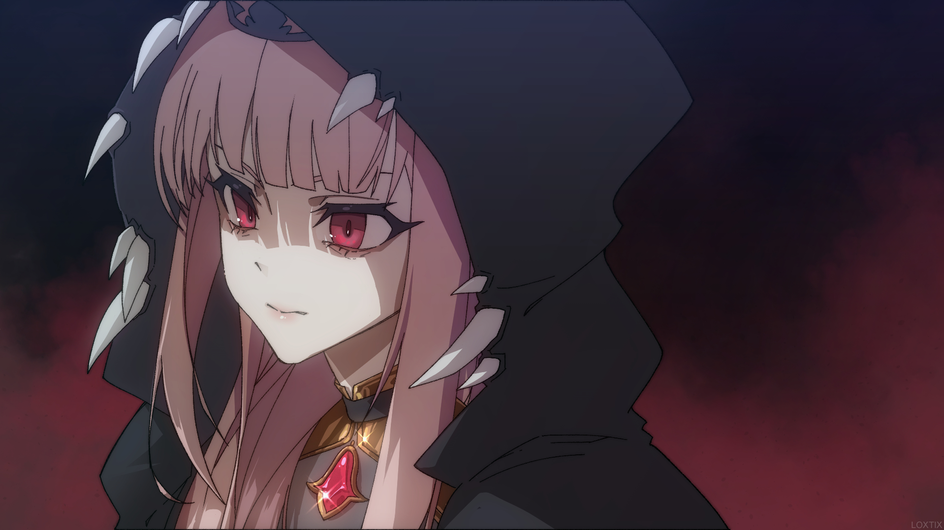 Safebooru - 1girl black hood blunt bangs expressionless highres ...