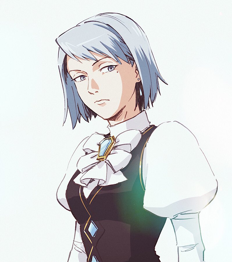 Safebooru - 1girl ace attorney ascot black vest blue eyes blue hair breasts closed mouth ...