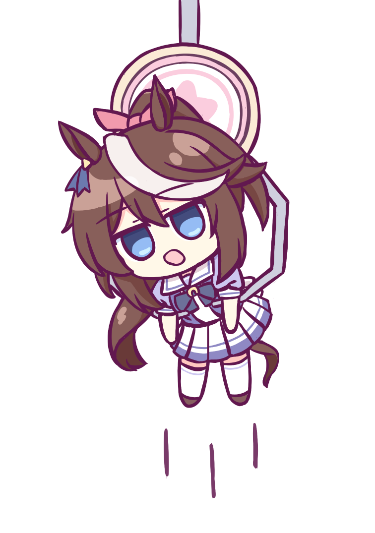 Safebooru - 1girl animal ears blue eyes bow brown hair chibi crane game ...