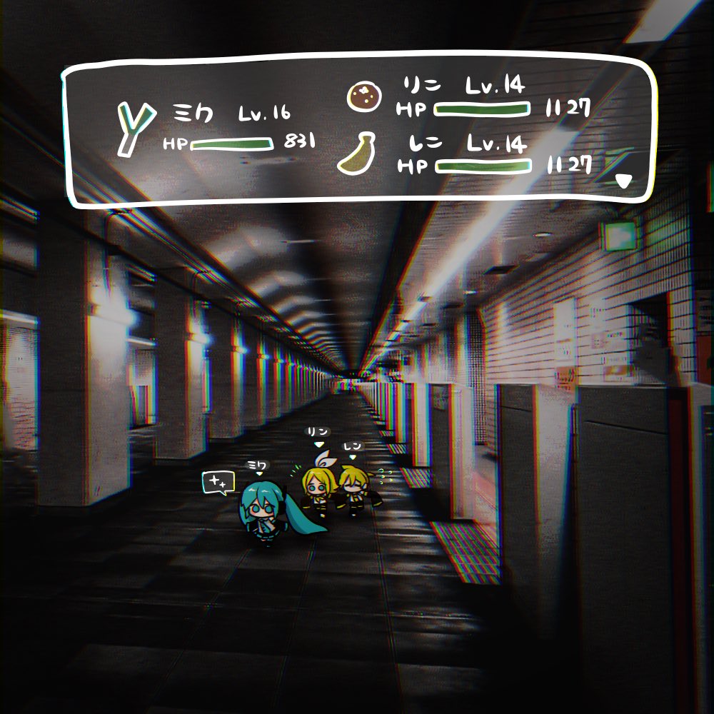 Safebooru - 1boy 2girls aqua eyes aqua hair blonde hair chibi flying sweatdrops gameplay ...