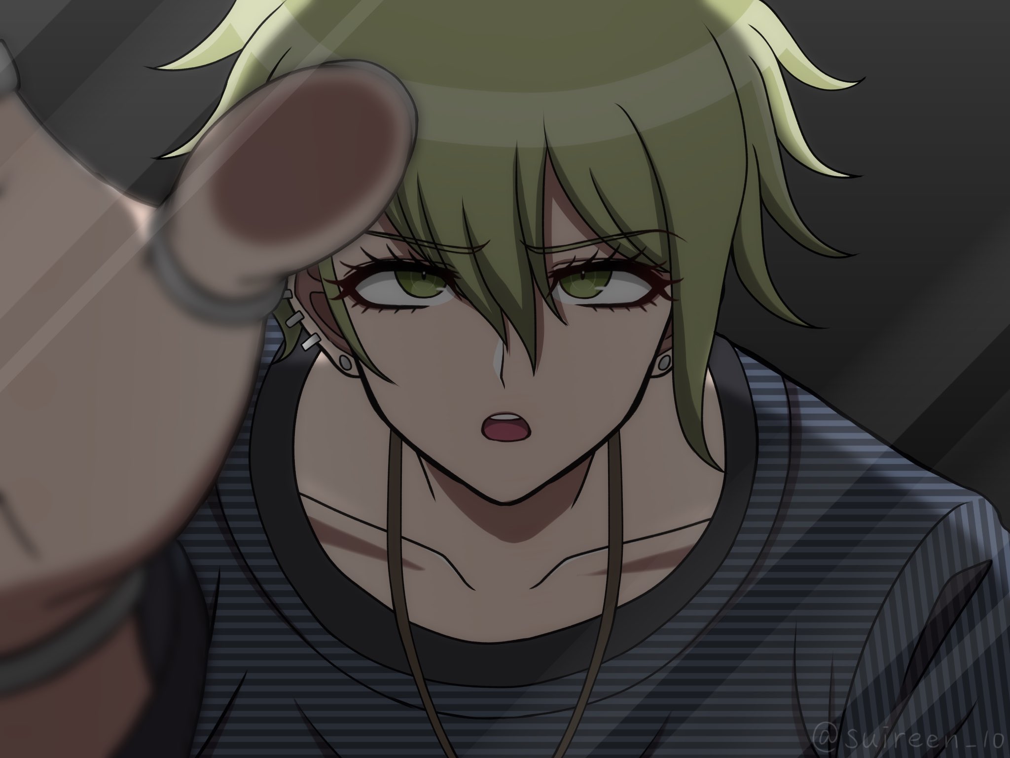 Safebooru - 1boy :o amami rantaro artist name blurry blurry foreground ...