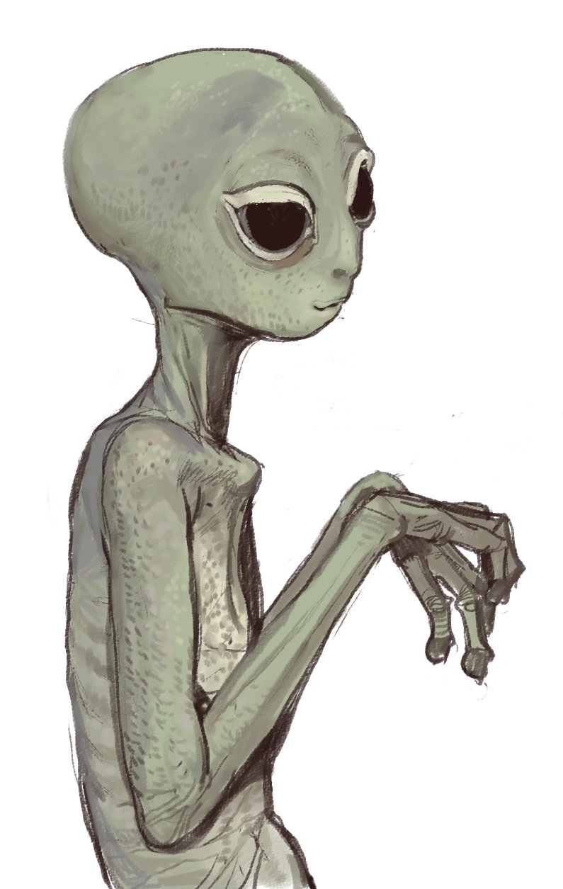 Safebooru - 1other alien black eyes closed mouth commentary from side ...