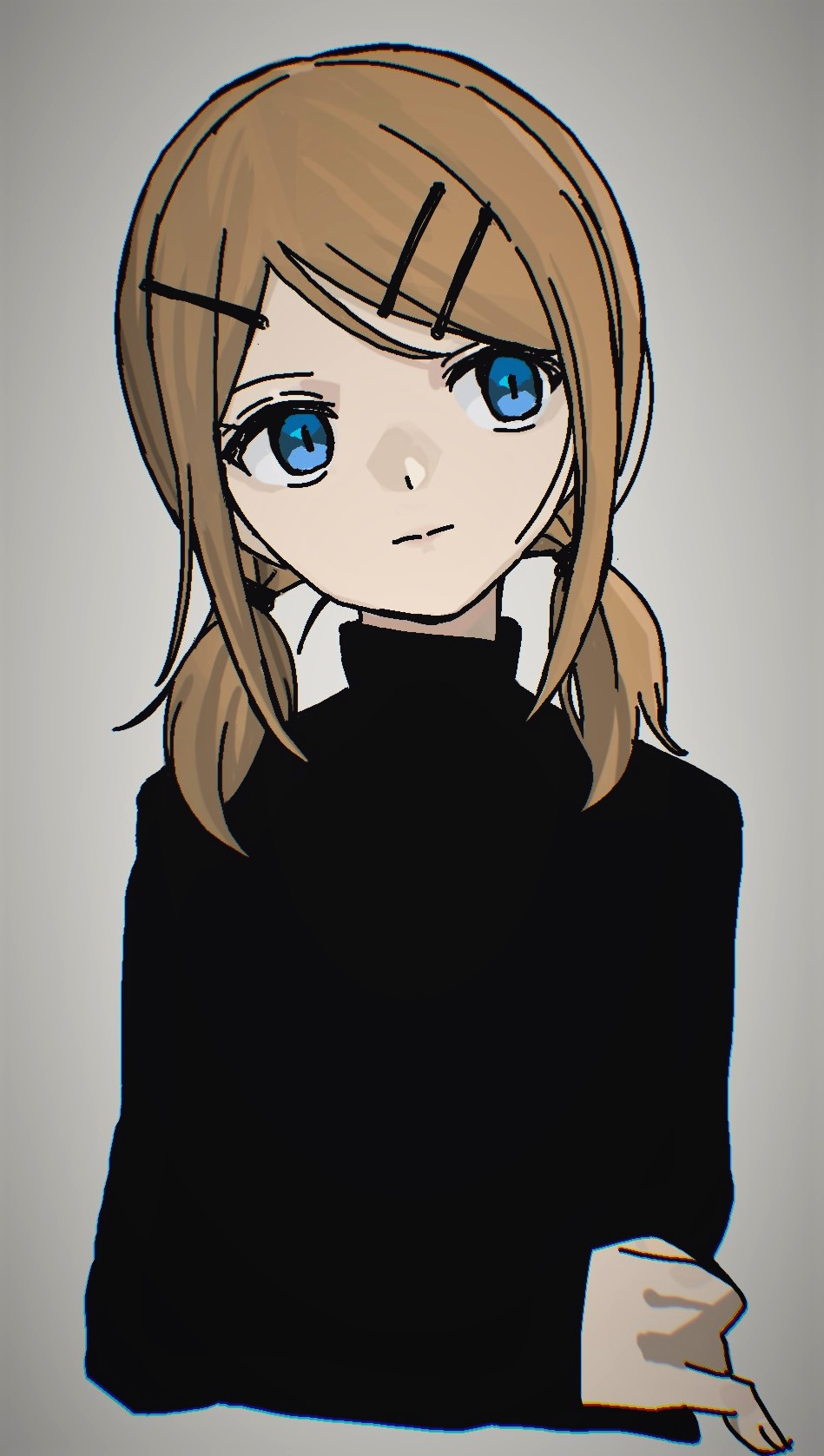 Safebooru - 1girl alternate hairstyle black sweater blonde hair blue eyes closed mouth ...