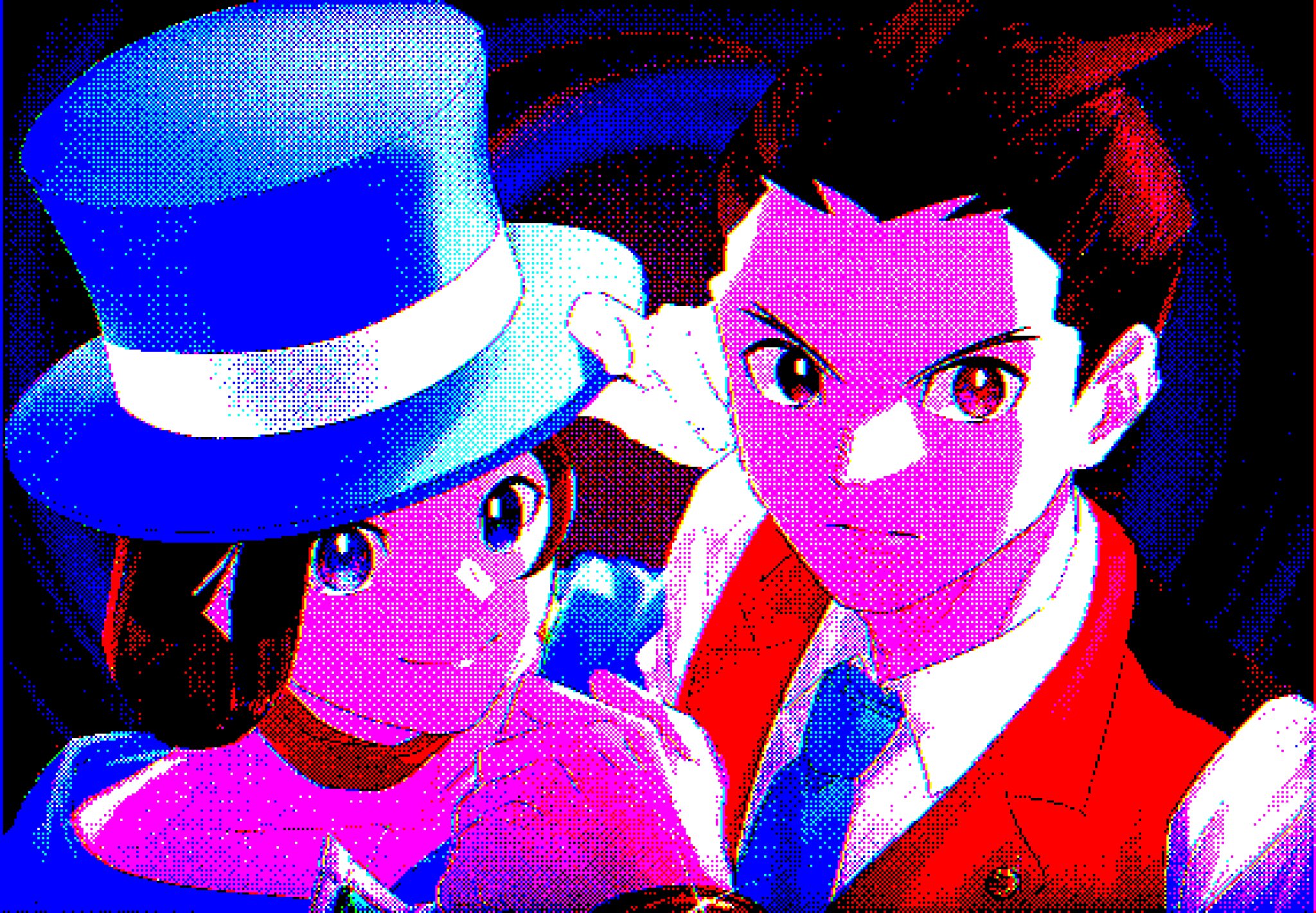 Safebooru - 1boy 1girl ace attorney antenna hair apollo justice blue eyes blue headwear blue ...