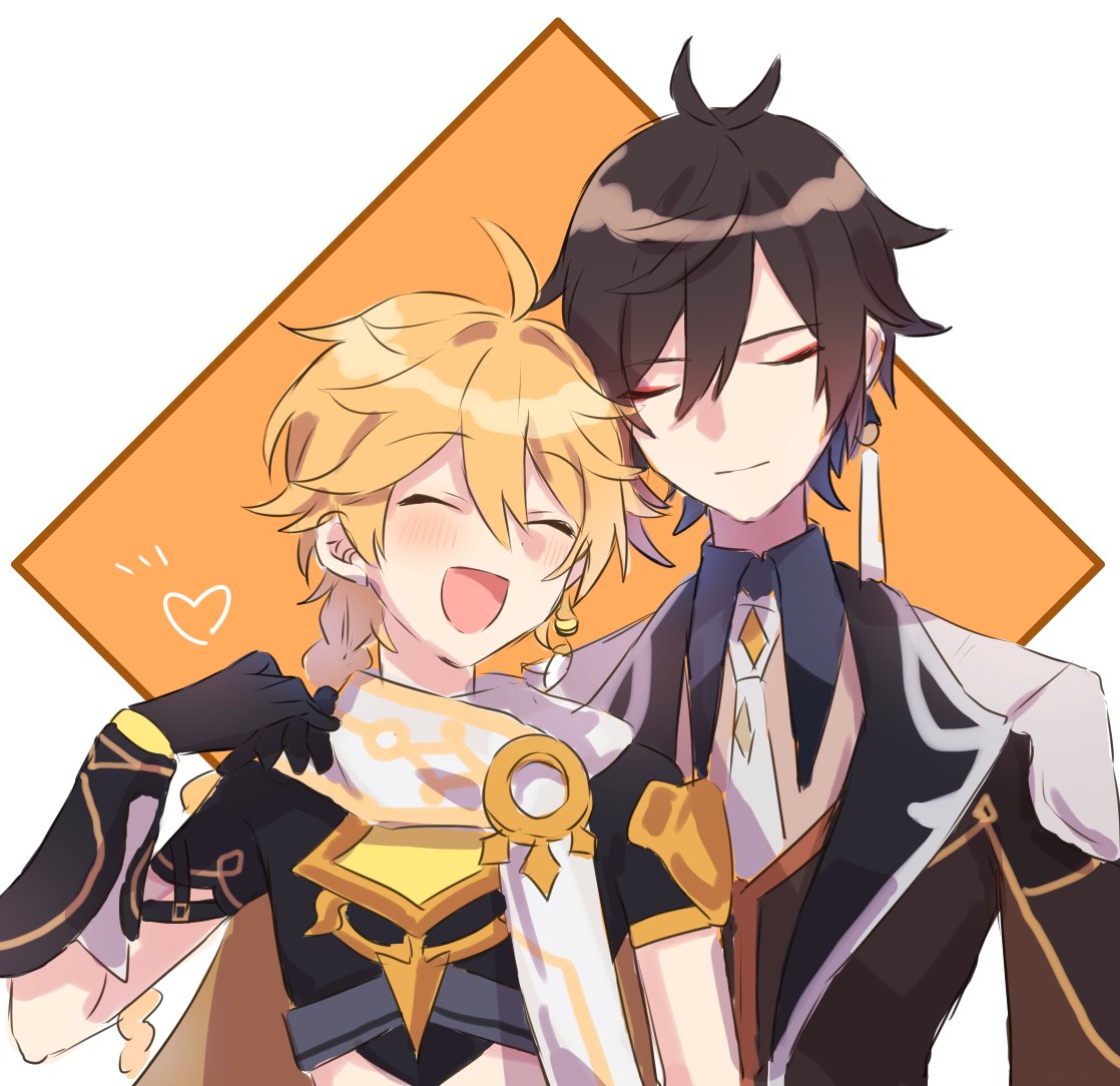 Safebooru - 2boys aether (genshin impact) ahoge antenna hair arm armor ...