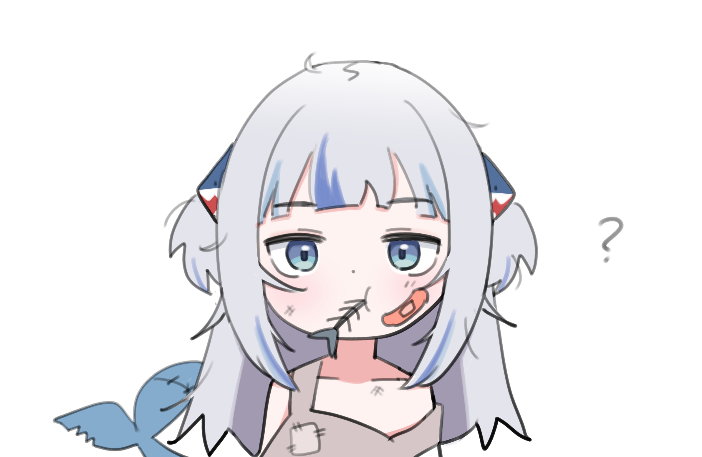 Safebooru - 1girl ? animal costume blue eyes blunt bangs confused fins ...