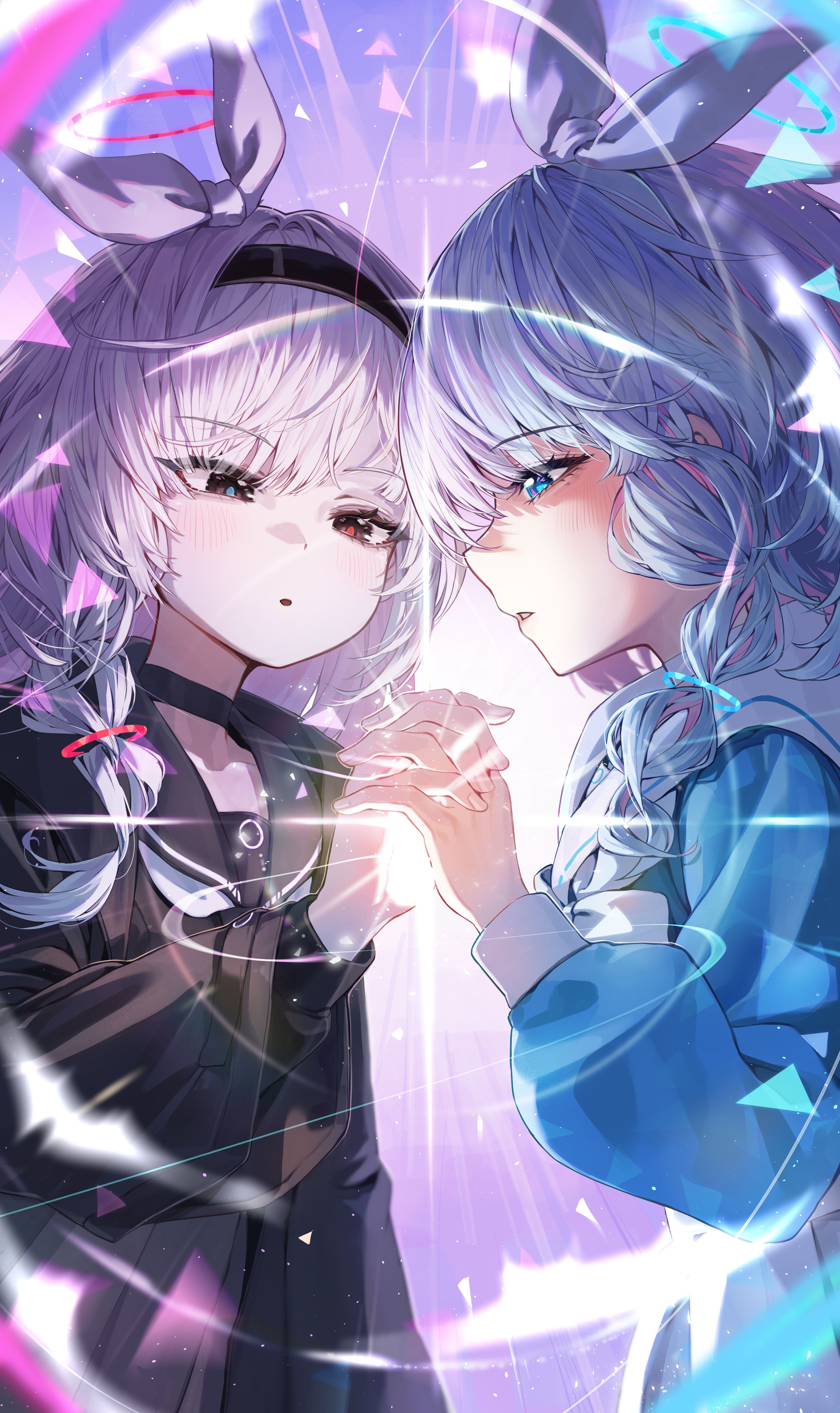 Safebooru - 2girls absurdres arona (blue archive) black eyes black hairband black sailor collar ...