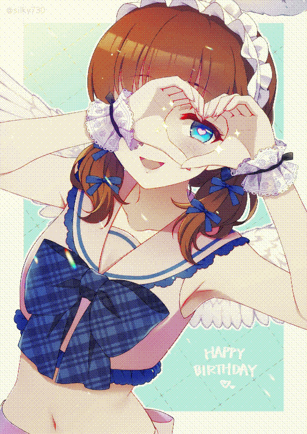 Safebooru - 1girl angel wings blue background blue bow blue bowtie blue eyes blue ribbon bow ...