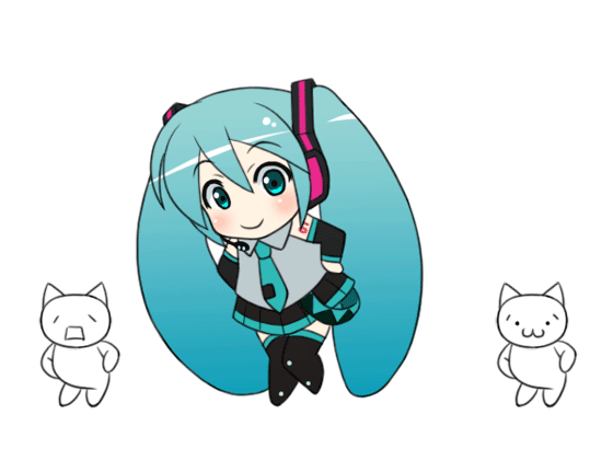 Safebooru - :3 animated animated gif aqua eyes aqua hair cat chibi ...