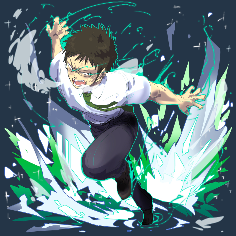 Safebooru - 1boy adachi mamoru angry black pants brown hair full body ...
