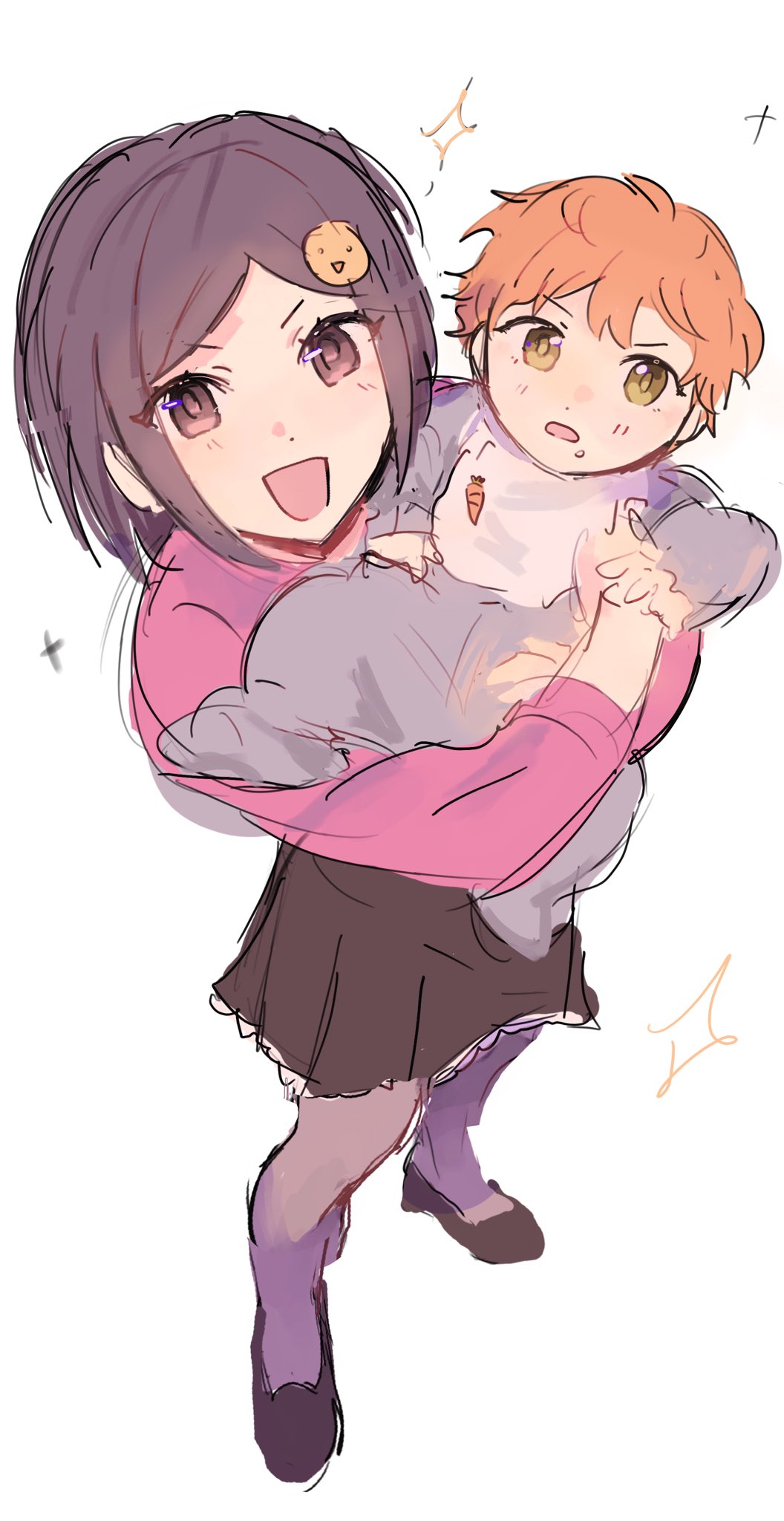 Safebooru - 1boy 1girl aged down baby carry brother and sister brown ...