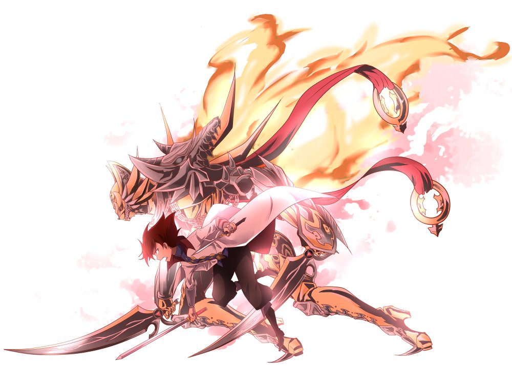 Safebooru - 1boy 666nayu armor blue shirt coat fire full armor full ...