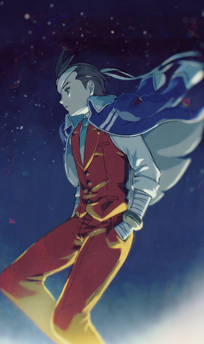 Safebooru - 1boy ace attorney antenna hair apollo justice aqua necktie asayosi k bags under eyes ...