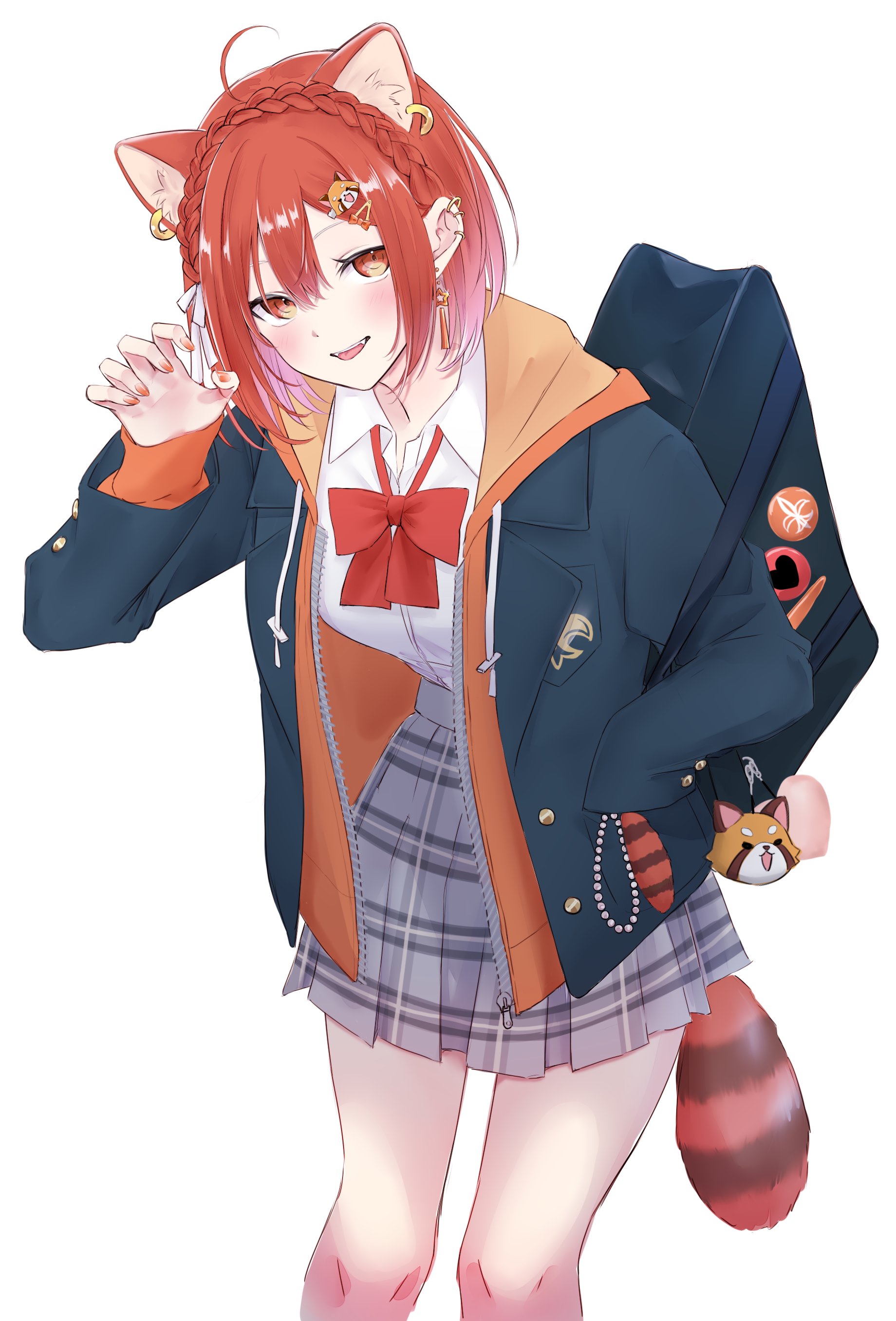 Safebooru - 1girl absurdres animal ear fluff animal ear piercing animal ears animal print ...