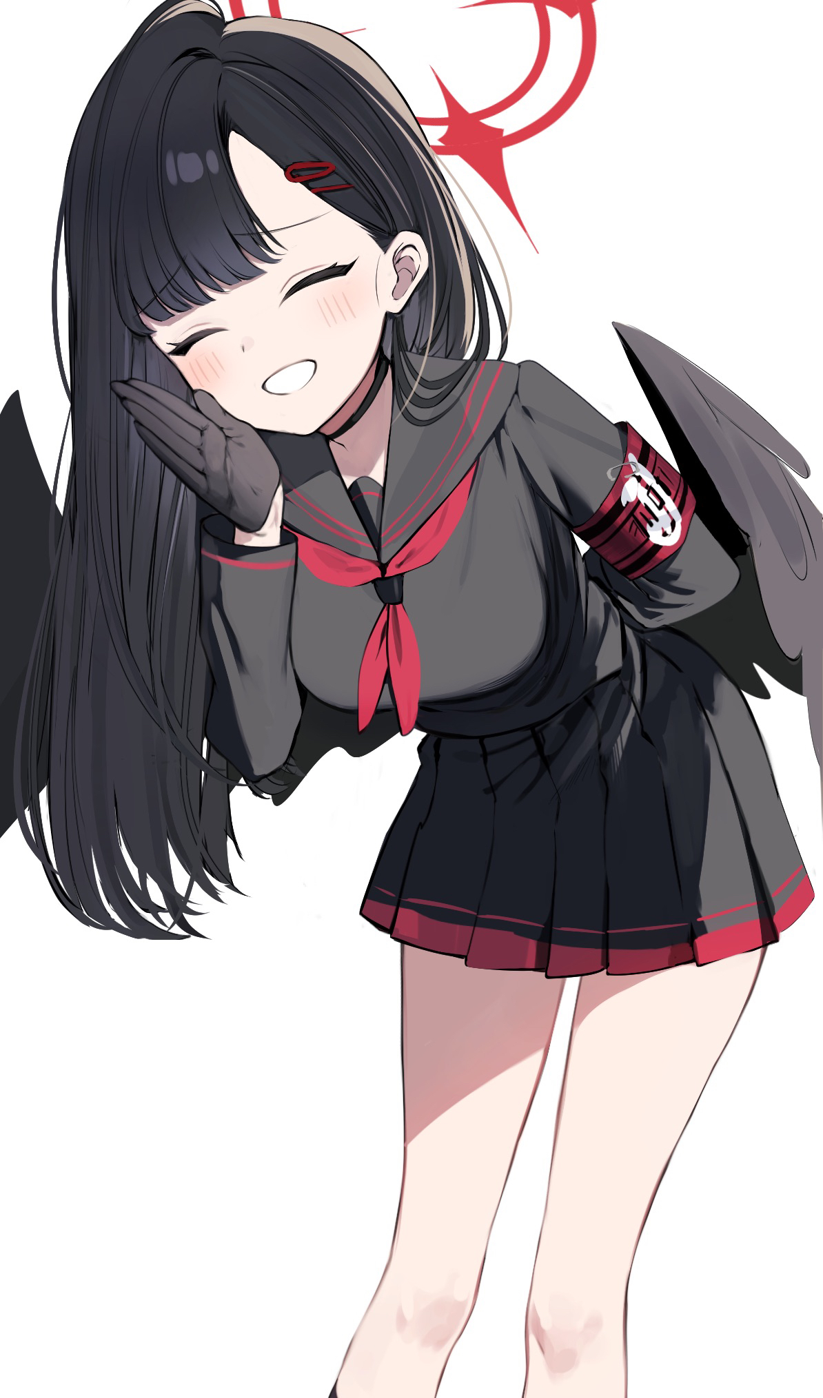 Safebooru - 1girl armband black choker black gloves black hair black sailor collar black ...