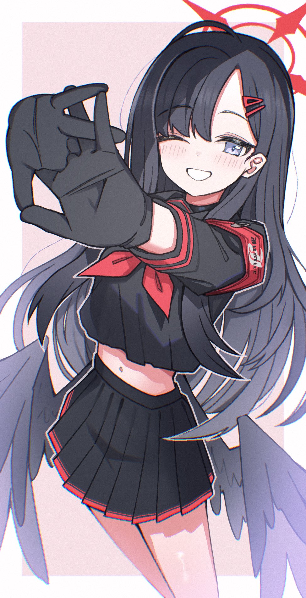 Safebooru - 1girl ahoge armband black choker black hair black sailor collar black serafuku black ...