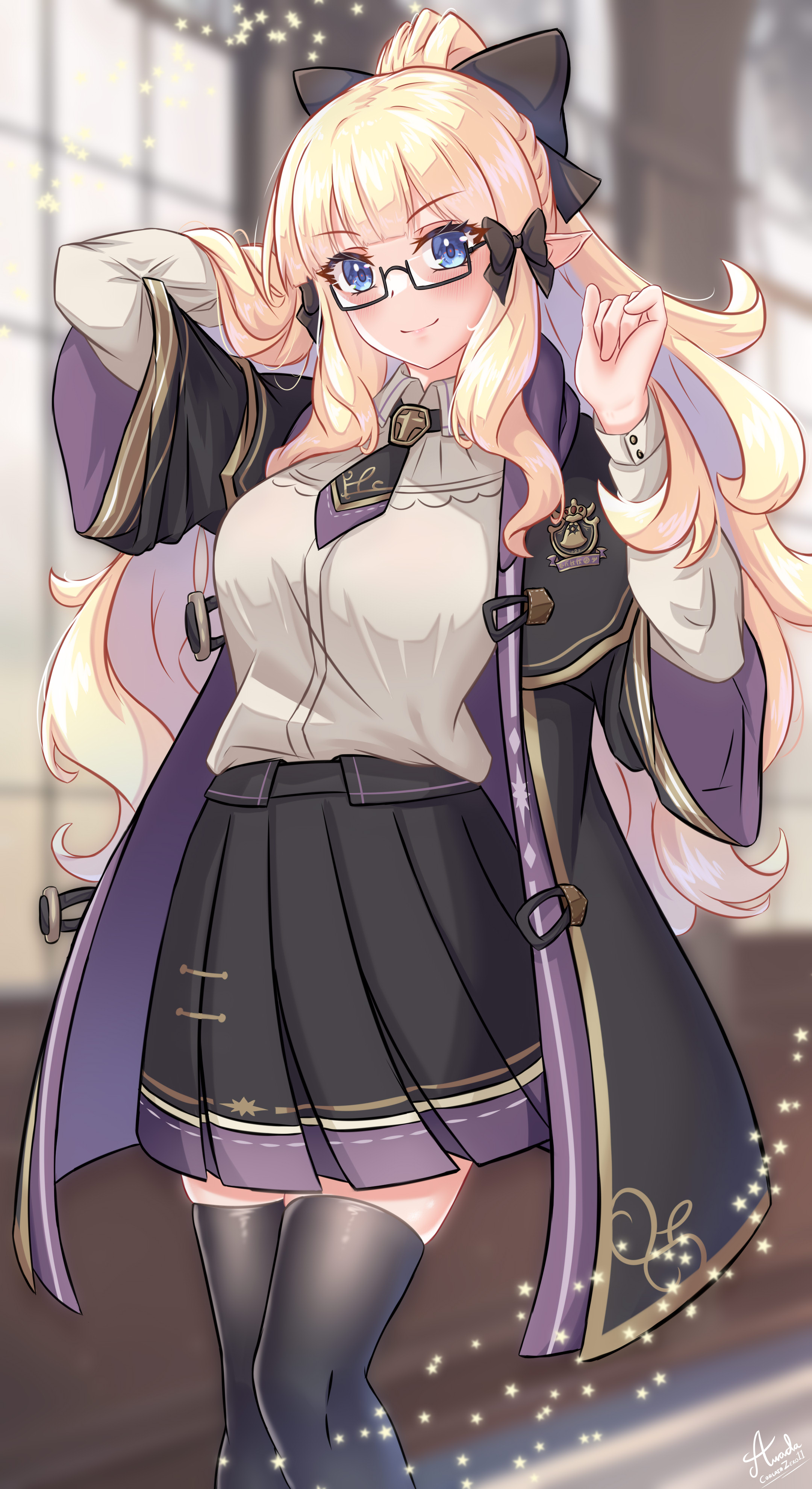 Safebooru - absurdres ascot black ascot black coat black skirt blonde hair blouse blue eyes ...