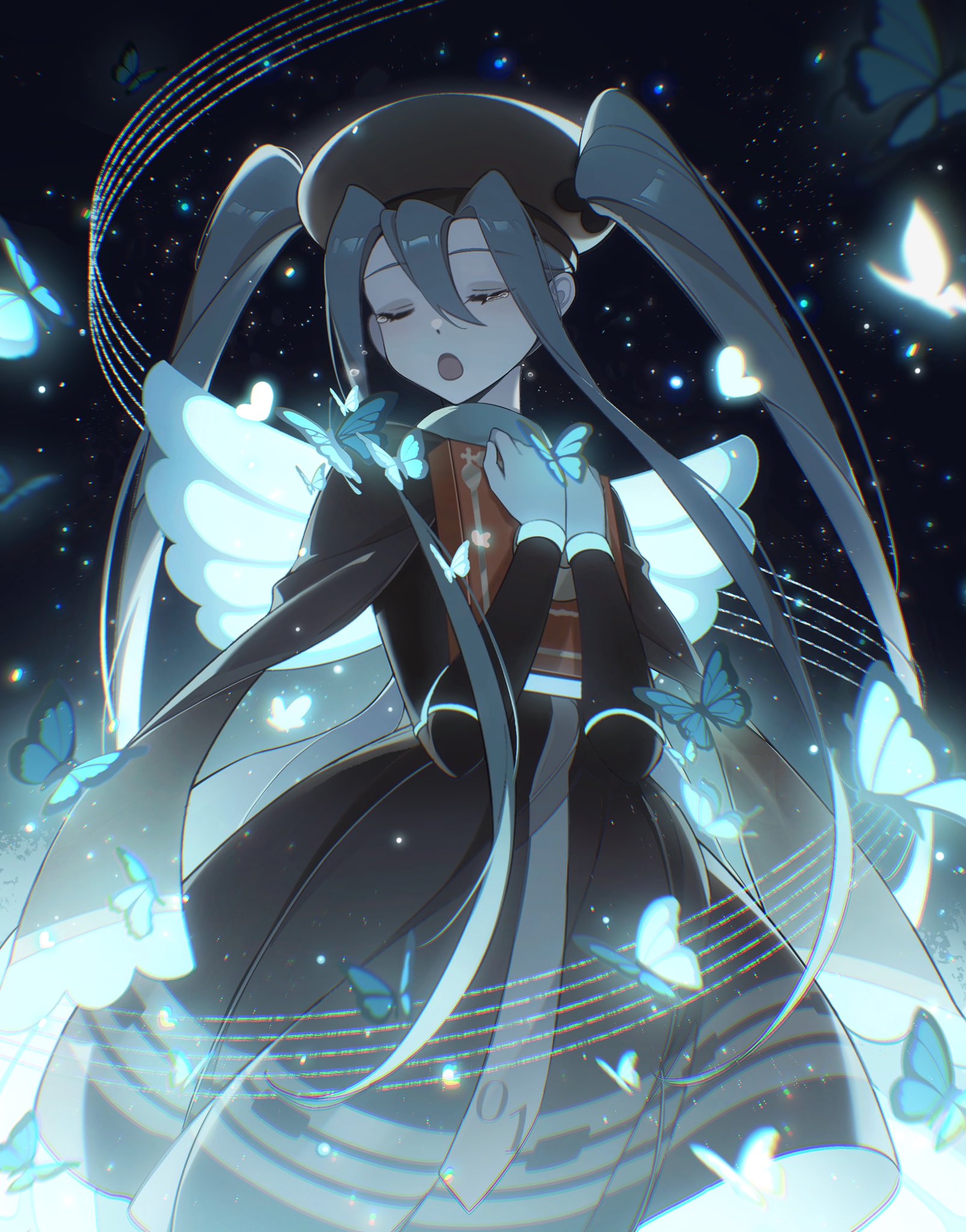 Safebooru - 1girl aqua hair book bug bug miku (project voltage ...