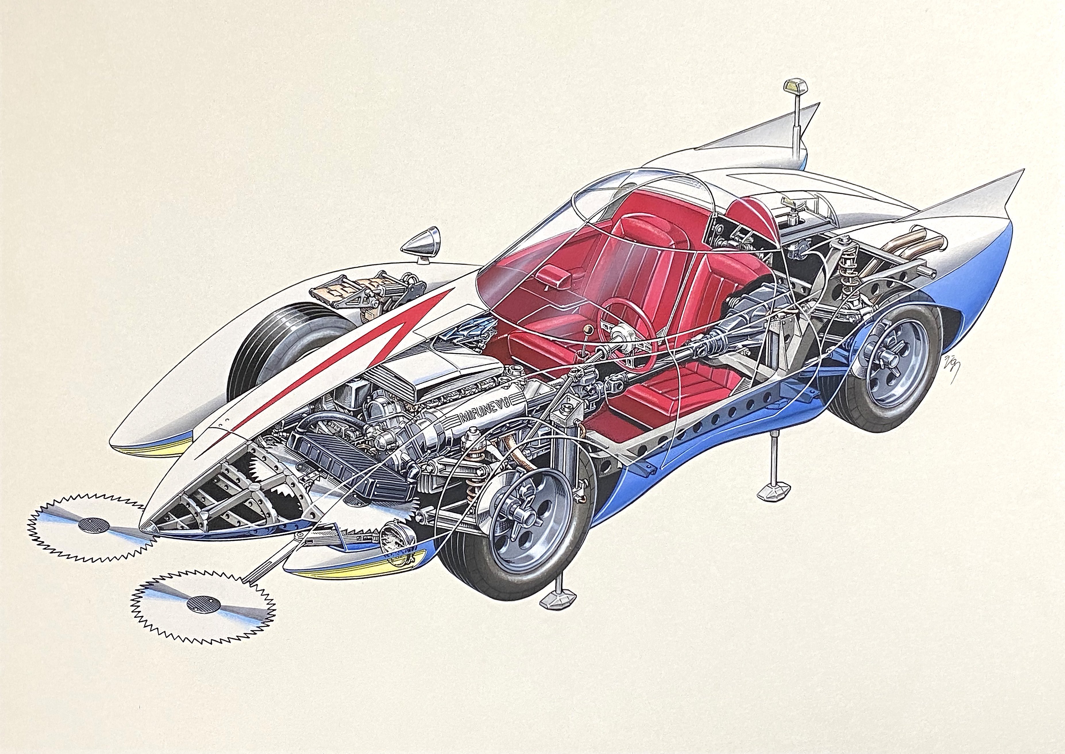 Safebooru - absurdres brown background car car interior circular saw ...