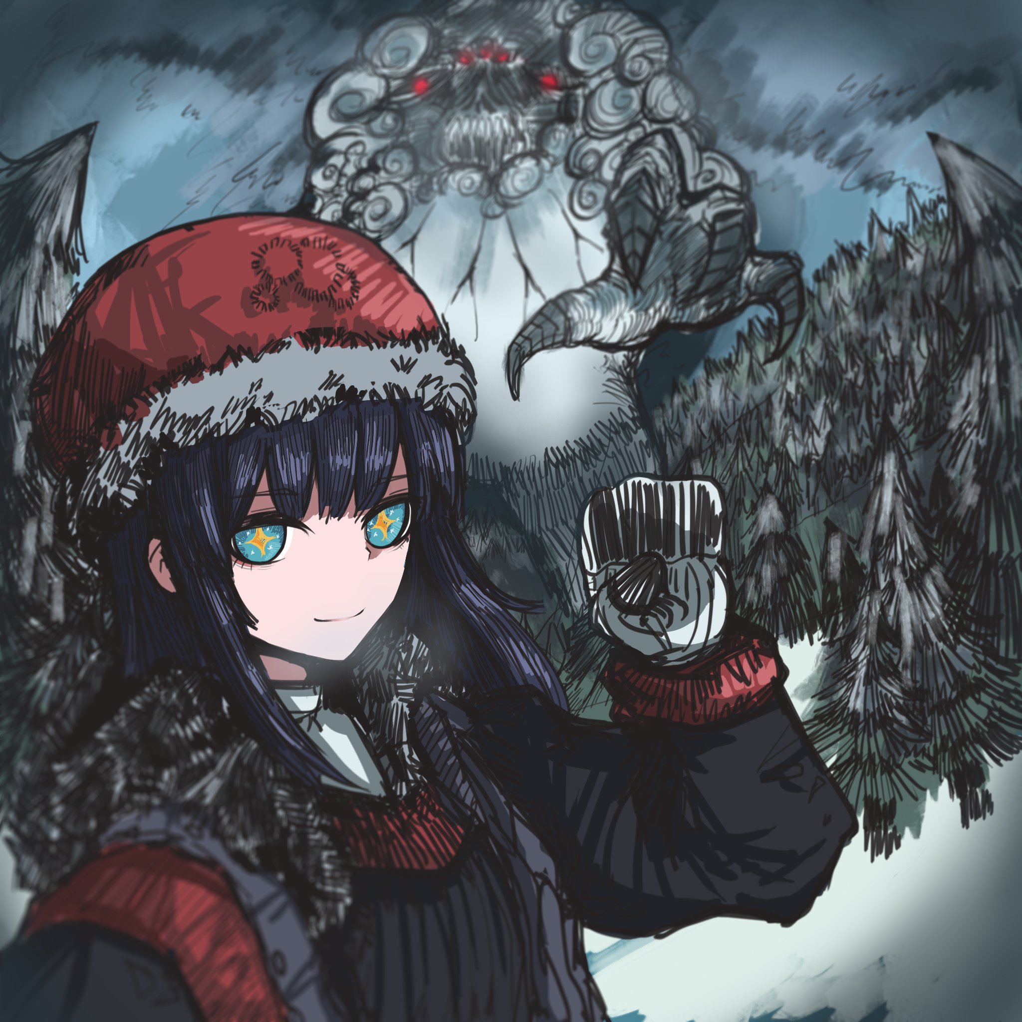 Safebooru - 1:1 aspect ratio 1girl 2020s 2023 4 fingers alternate costume bangs black clothes ...