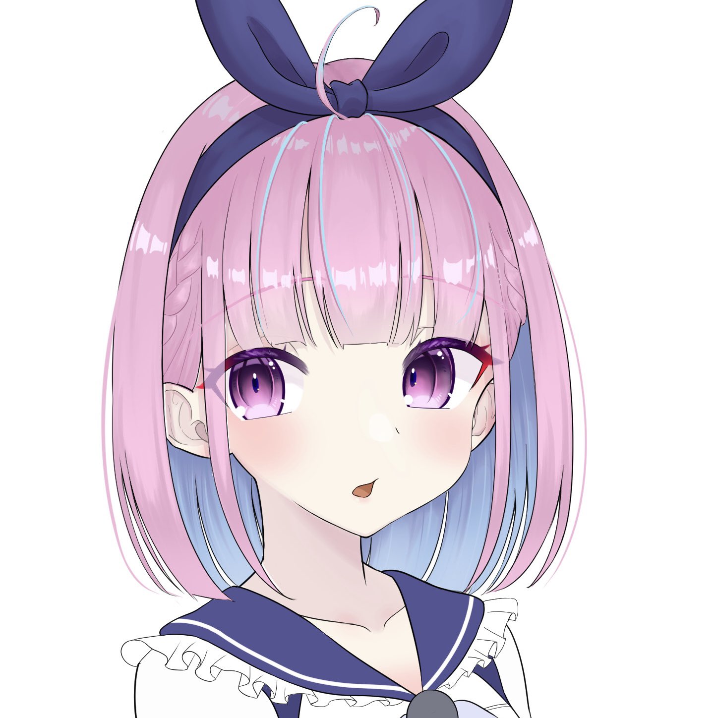 Safebooru - 1girl ahoge blue hair blue headband blue sailor collar bob ...