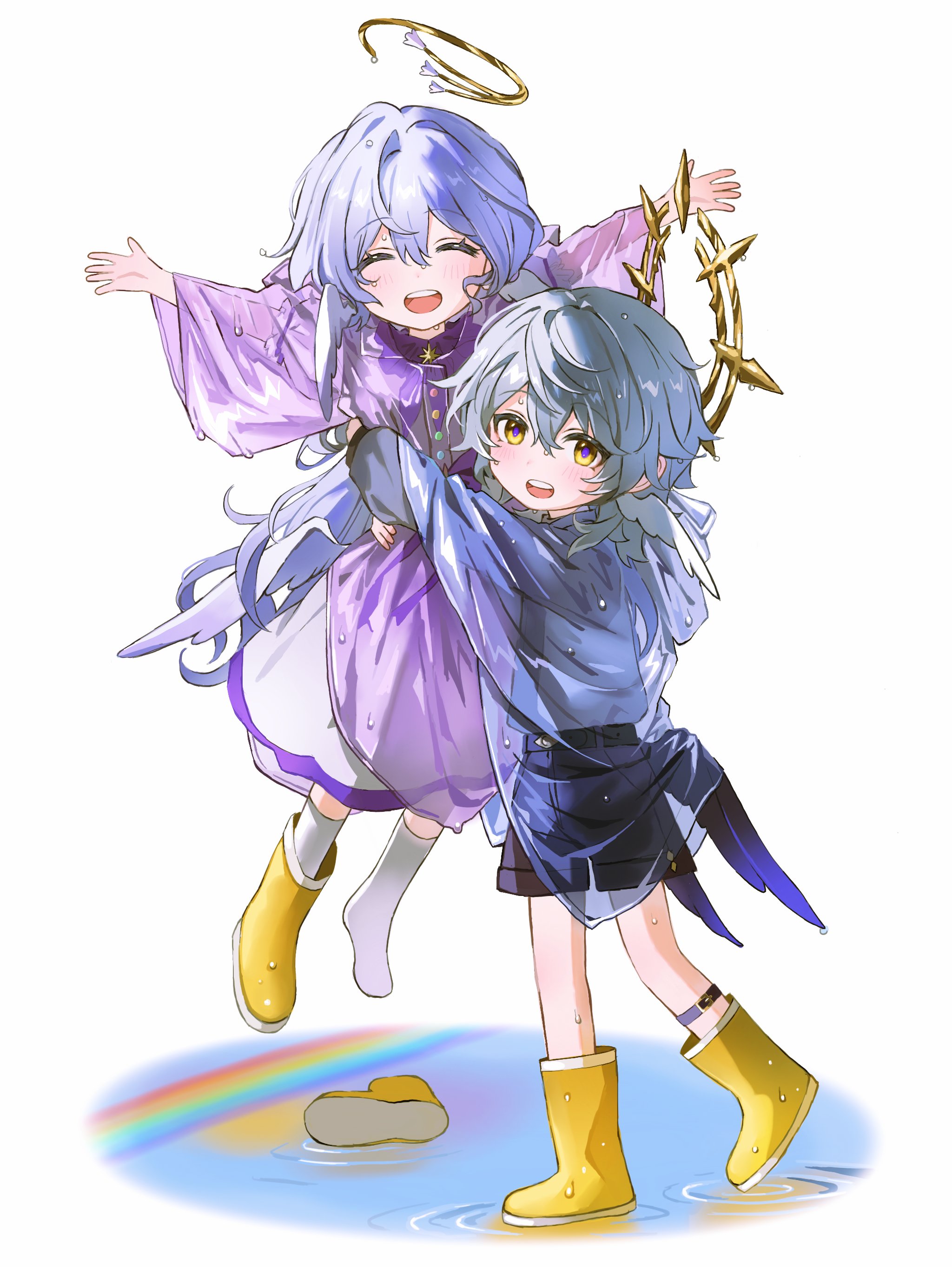 Safebooru - 0p78xopwsj83779 1boy 1girl absurdres aged down black shorts ...