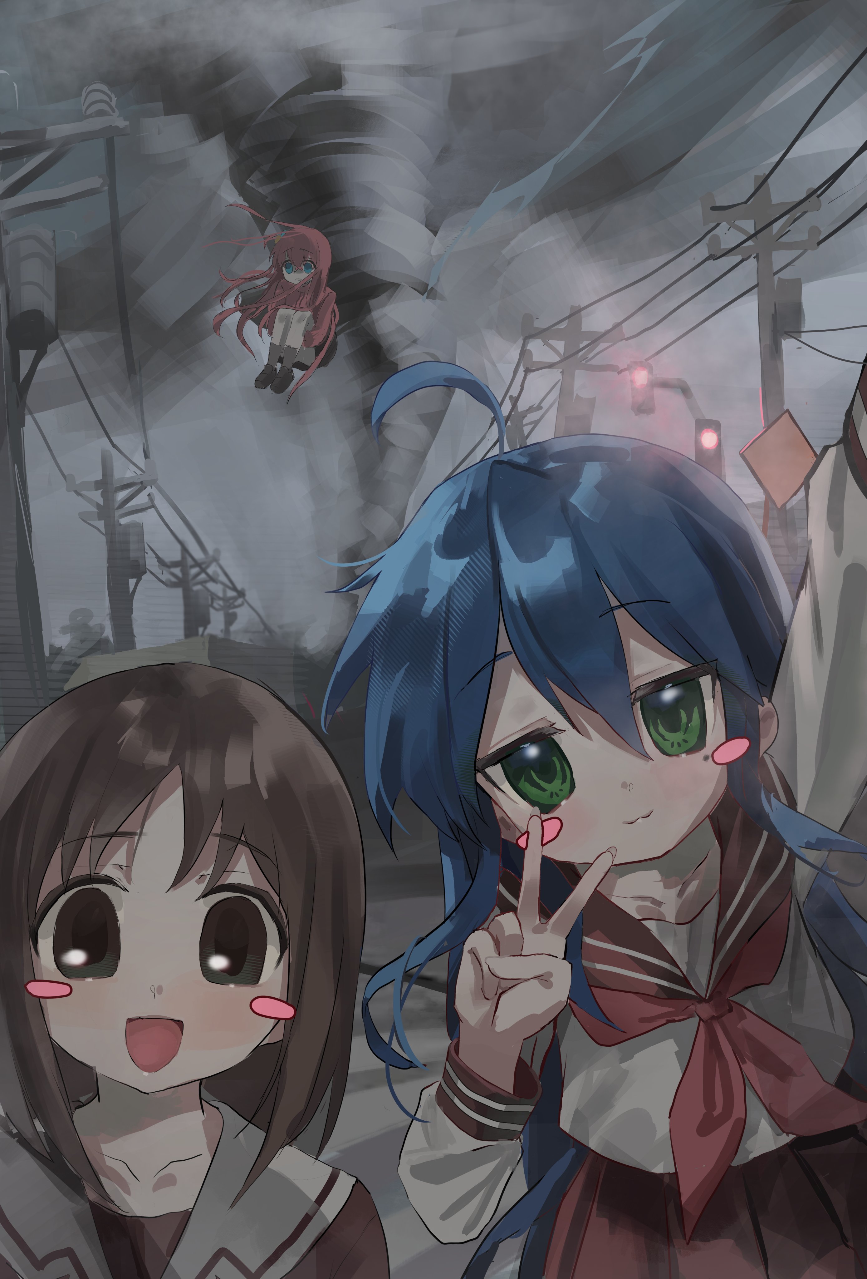 Safebooru - 3girls :3 :d absurdres ahoge aqua eyes arm up azumanga daioh azumanga daioh's school ...