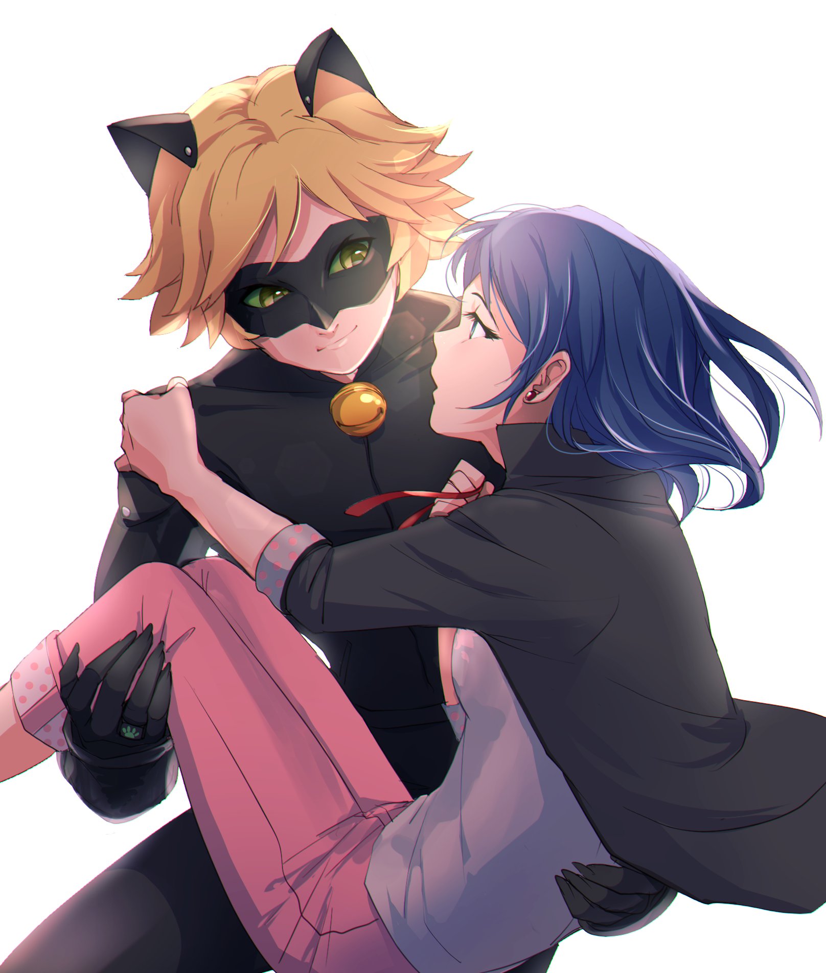 Safebooru - 1boy 1girl adrien agreste animal ears black bodysuit black jacket black mask blonde ...