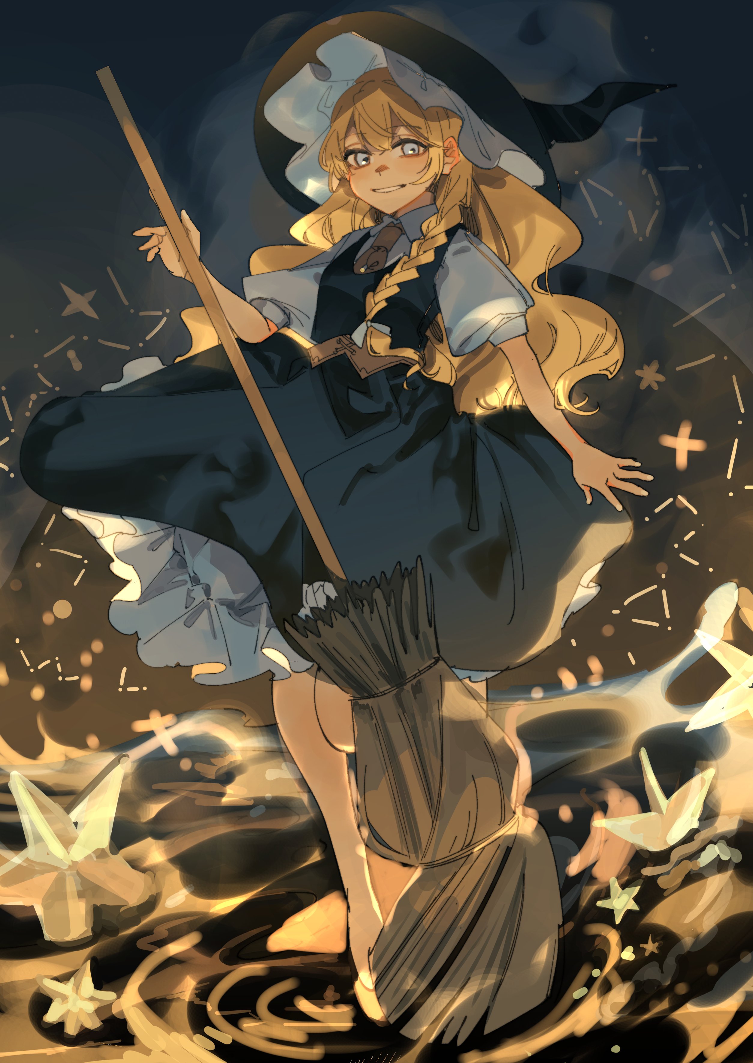 Safebooru - 1girl absurdres adapted costume ascot black background black headwear black skirt ...