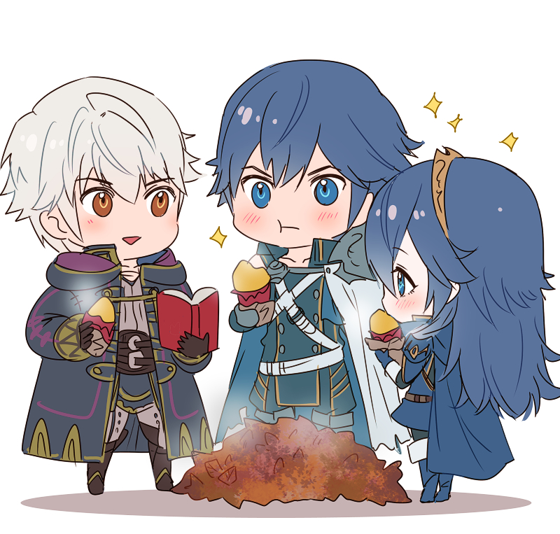 Safebooru - 1girl 2boys ameno (a meno0) asymmetrical clothes blue eyes ...