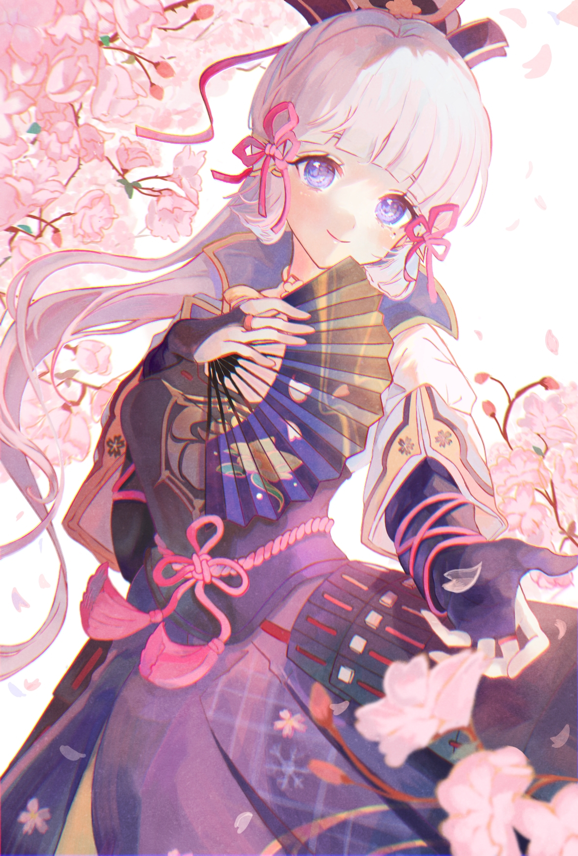 Safebooru - 1girl armor blue eyes blue hair blue jacket blue skirt ...