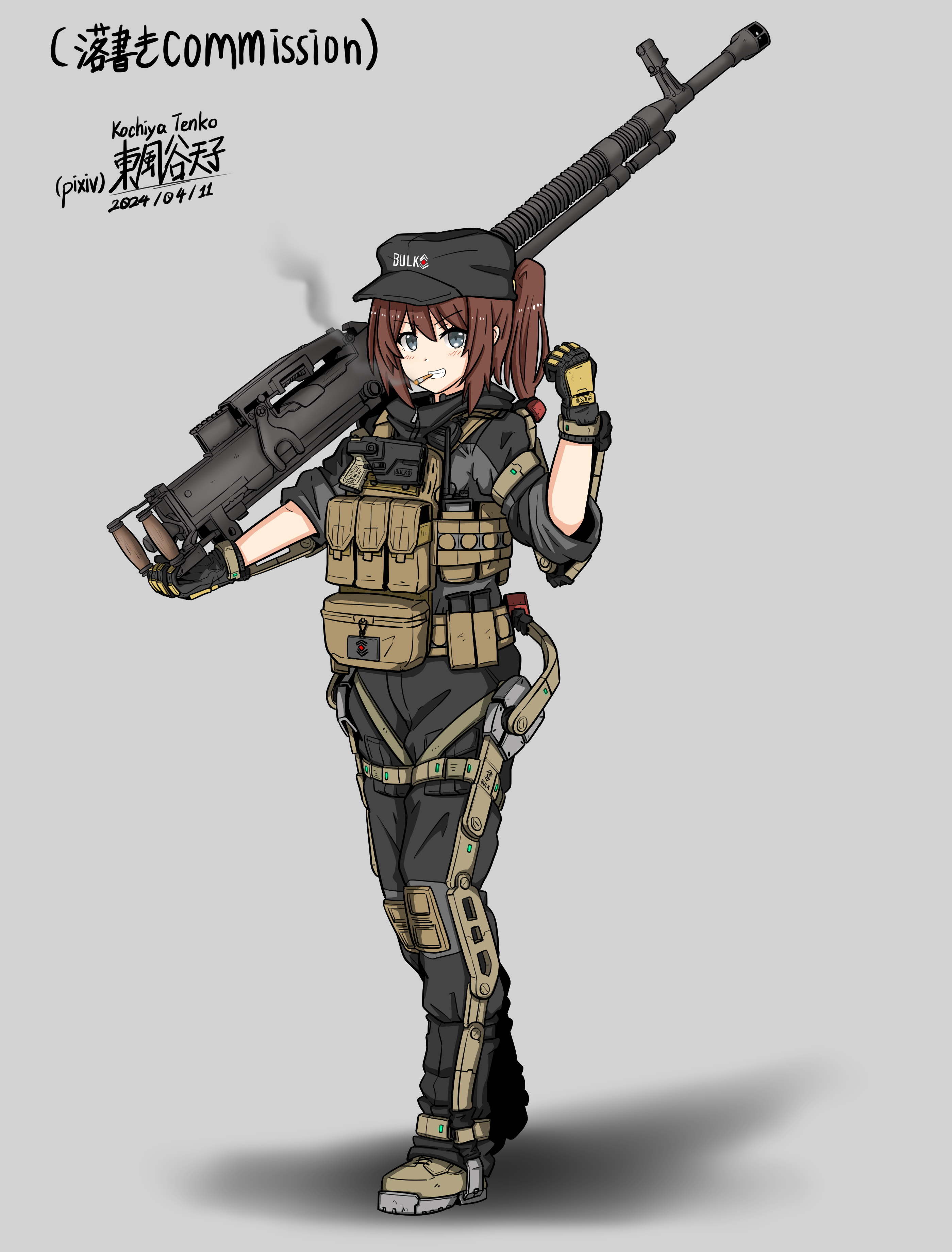 Safebooru - 1girl absurdres ammunition pouch artist name belt pouch black gloves black hat blue ...