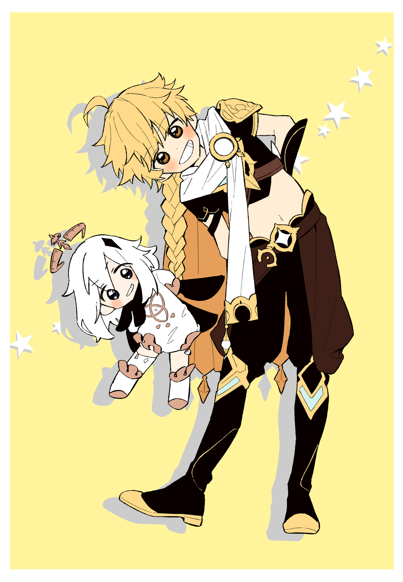 Safebooru - 1boy 1girl aether (genshin impact) black eyes black ...