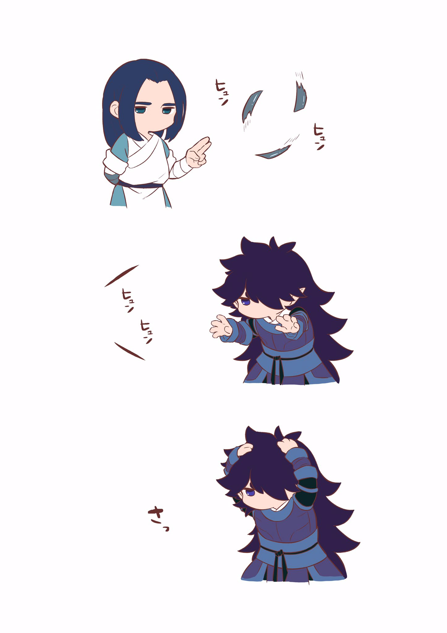 Safebooru - 2boys armor arms up blue armor blue eyes blue hair fengxi ...