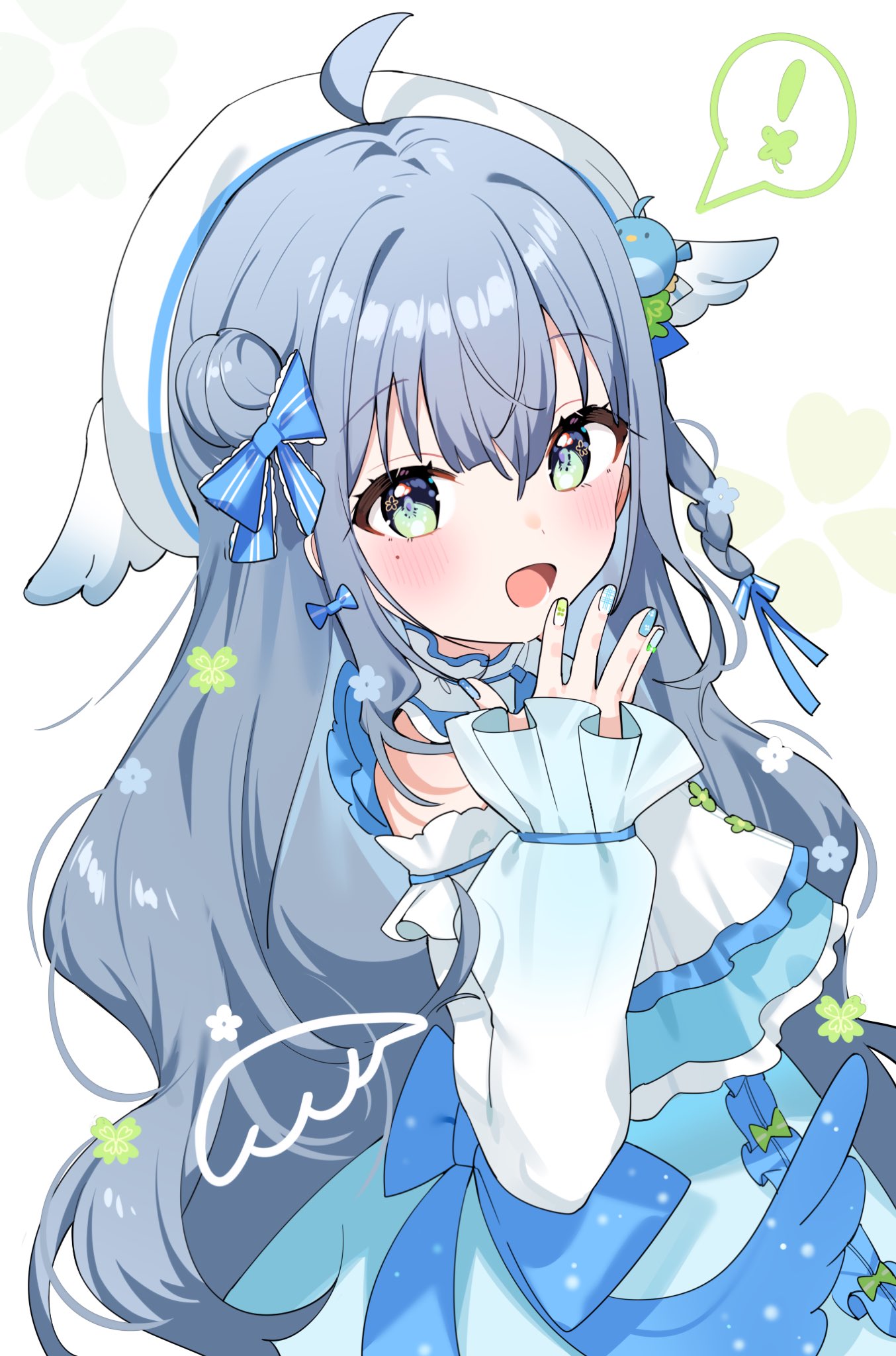 Safebooru - ! 1girl beret blue eyes blue hair blush commentary request ...
